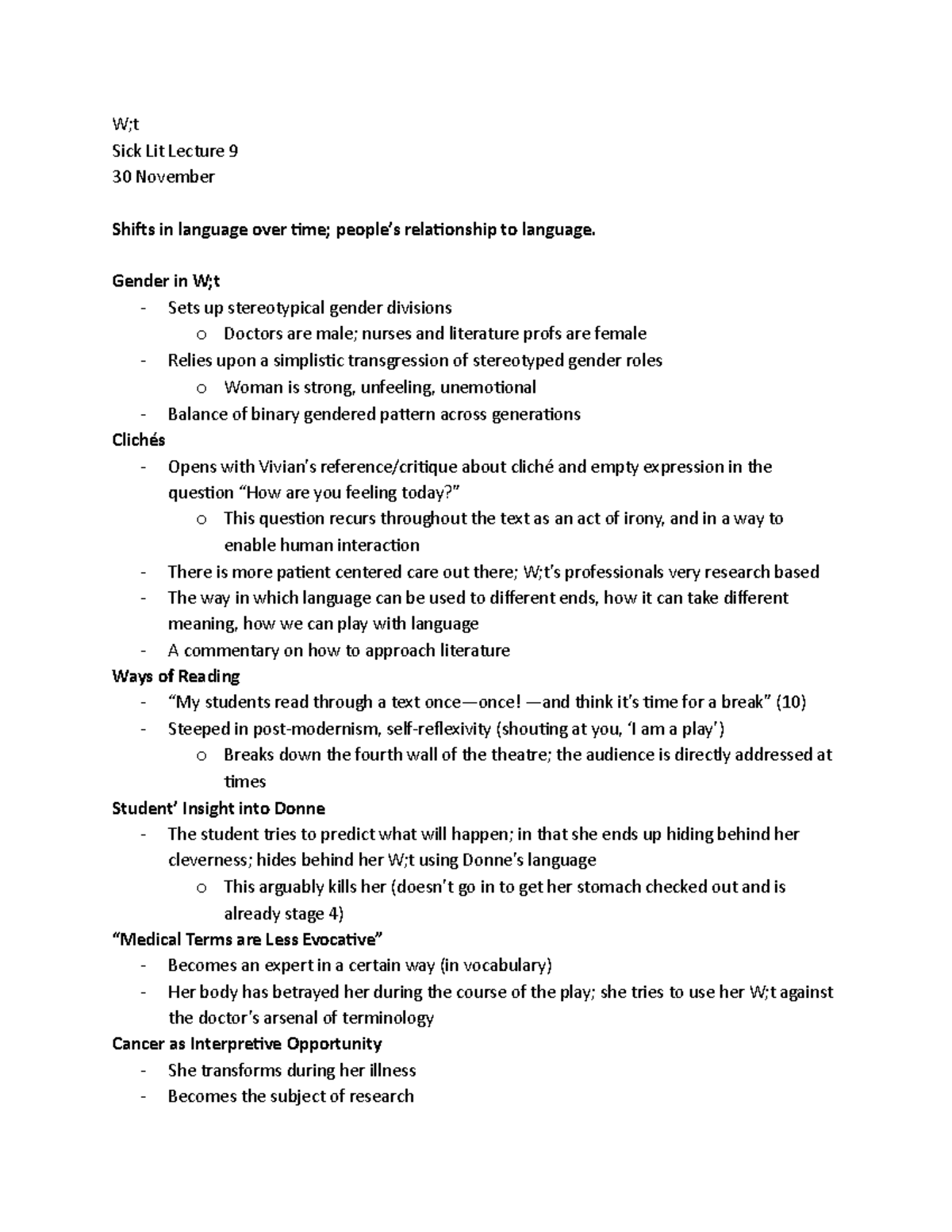 Sick Lit Lecture 9 - Prof. Sally Chivers - W;t Sick Lit Lecture 9 30 ...