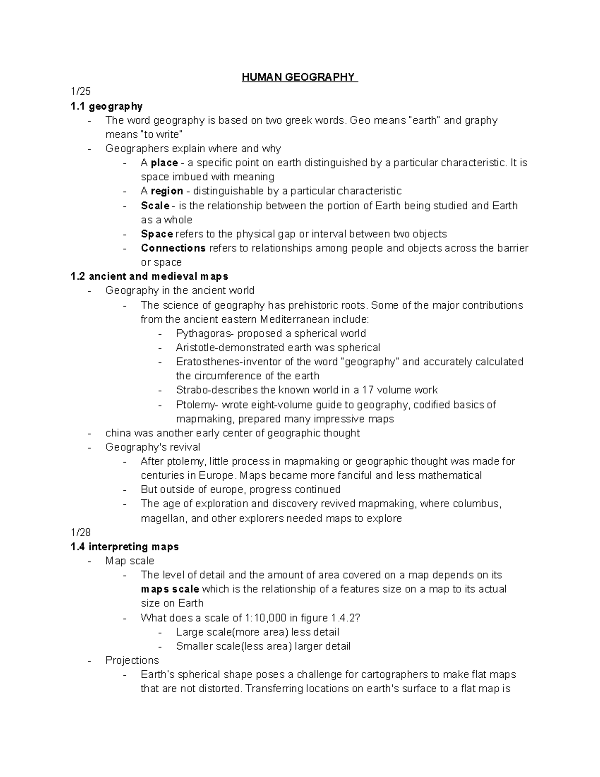 Human geography - Lecture notes ALL - HUMAN GEOGRAPHY 1/ 1 geography ...