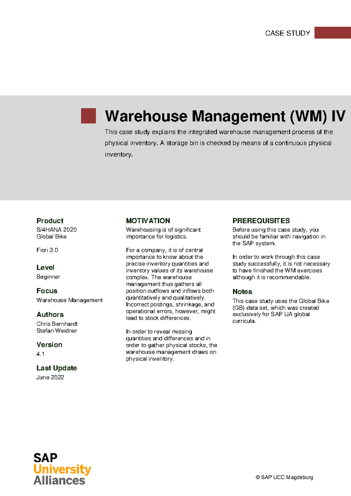 SAP WM-IV - assignments - © SAP UCC Magdeburg Product S/4HANA 2020 ...