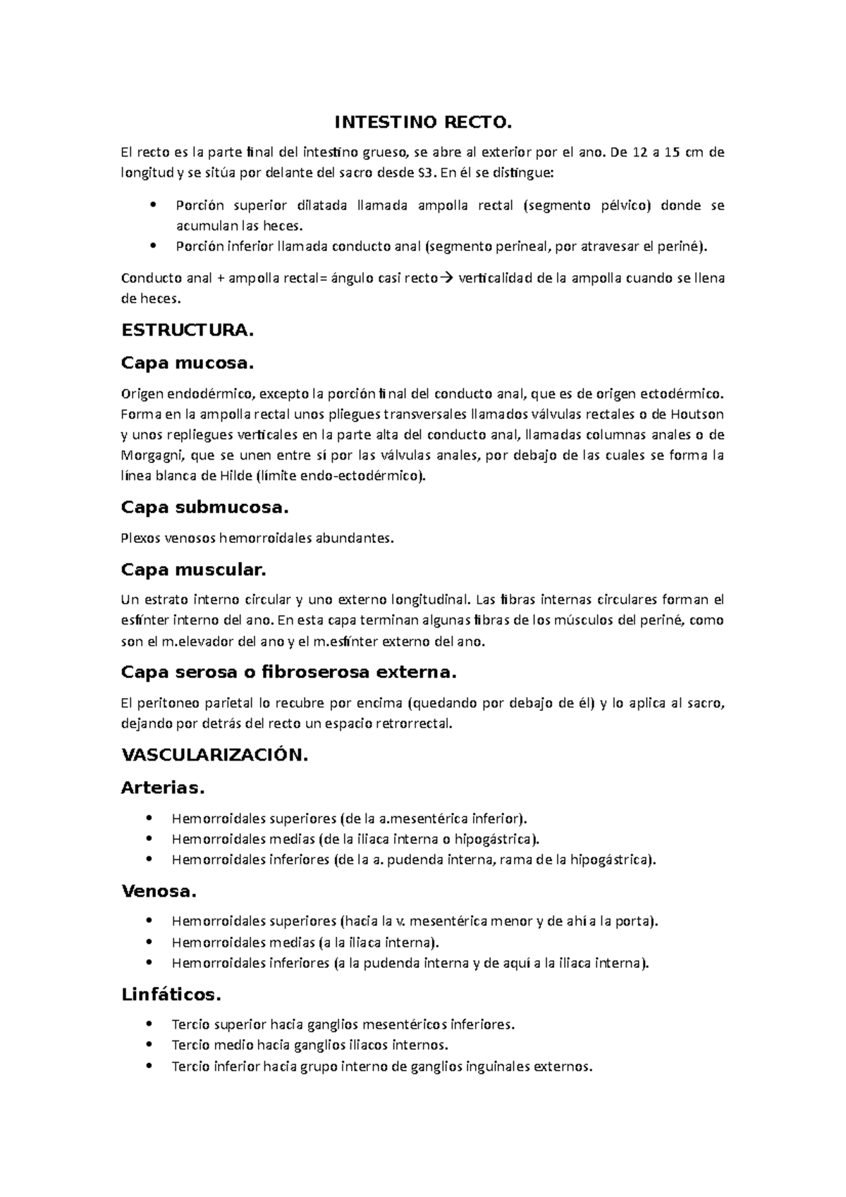 Intestino recto y vejiga de la orina - INTESTINO RECTO. El recto es la ...