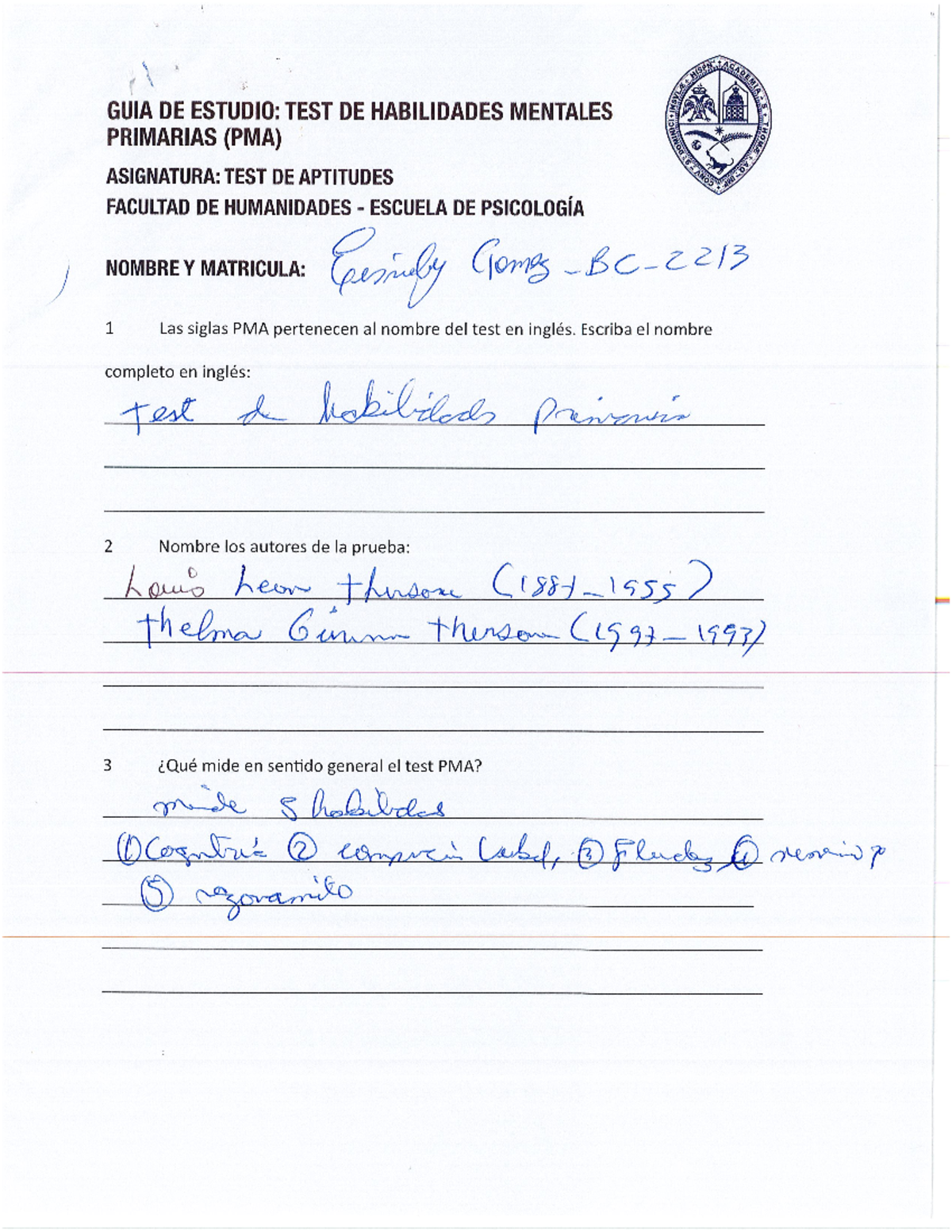GUIA PMA2011 2023 - Guia test psico0logicos - Teoría De Los Test - Studocu