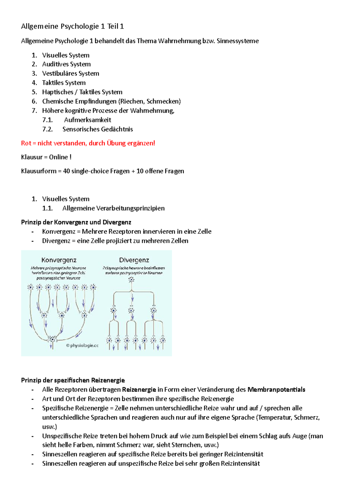 Zusammenfassung Folie 1 & 2 - Allgemeine Psychologie 1 Teil 1 Allgemeine Psychologie 1 behandelt ...