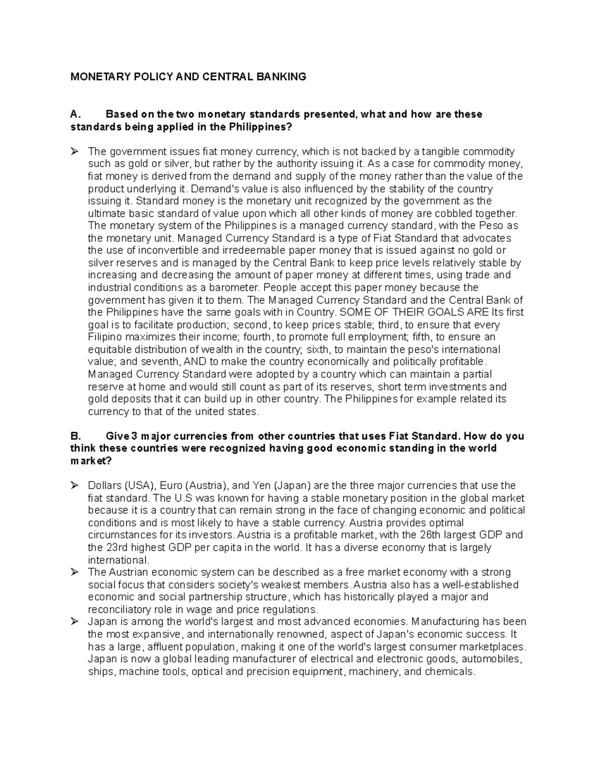 Monetary Policy AND Central Banking - MONETARY POLICY AND CENTRAL ...