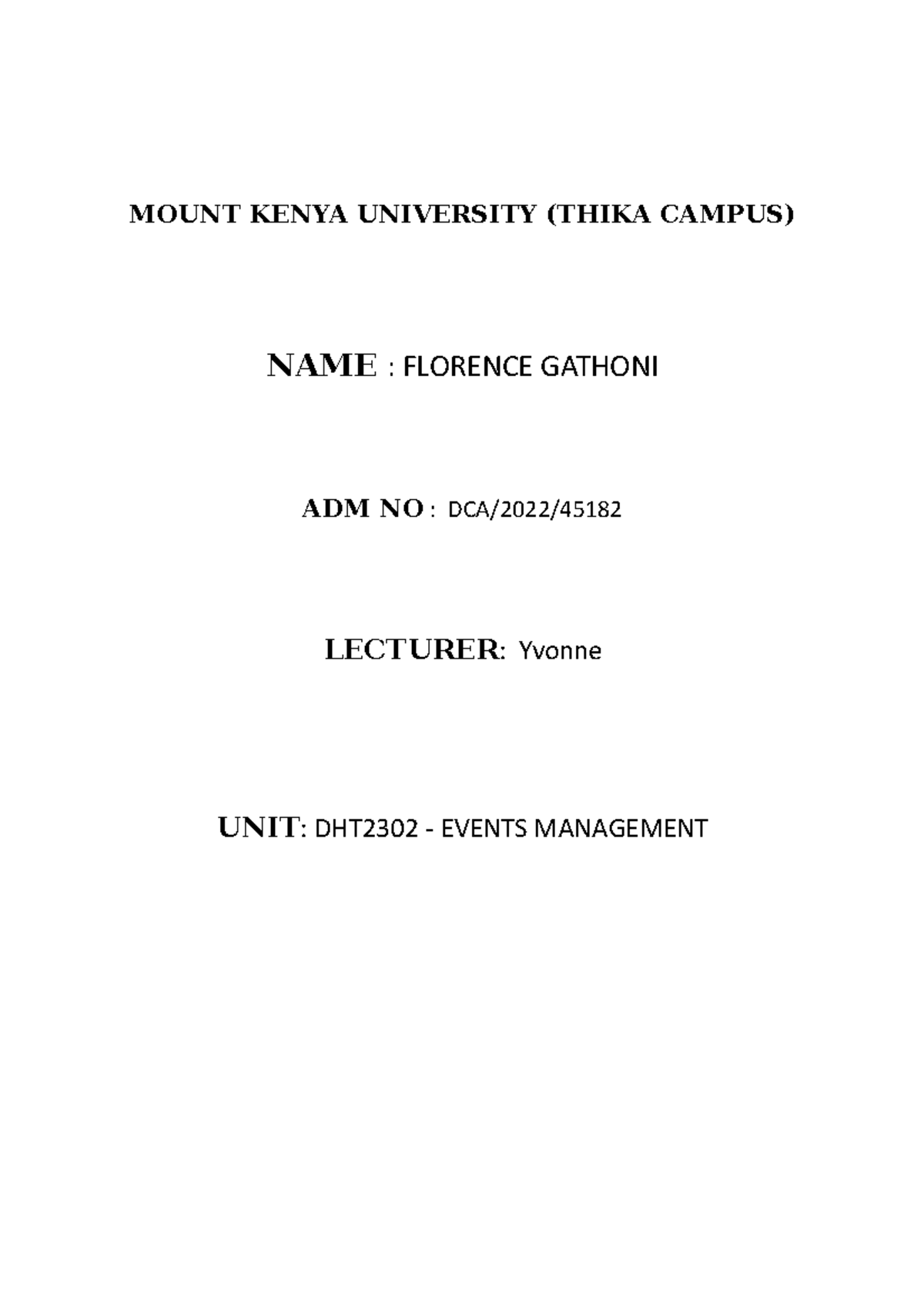 Mku - additional info - MOUNT KENYA UNIVERSITY (THIKA CAMPUS) NAME ...