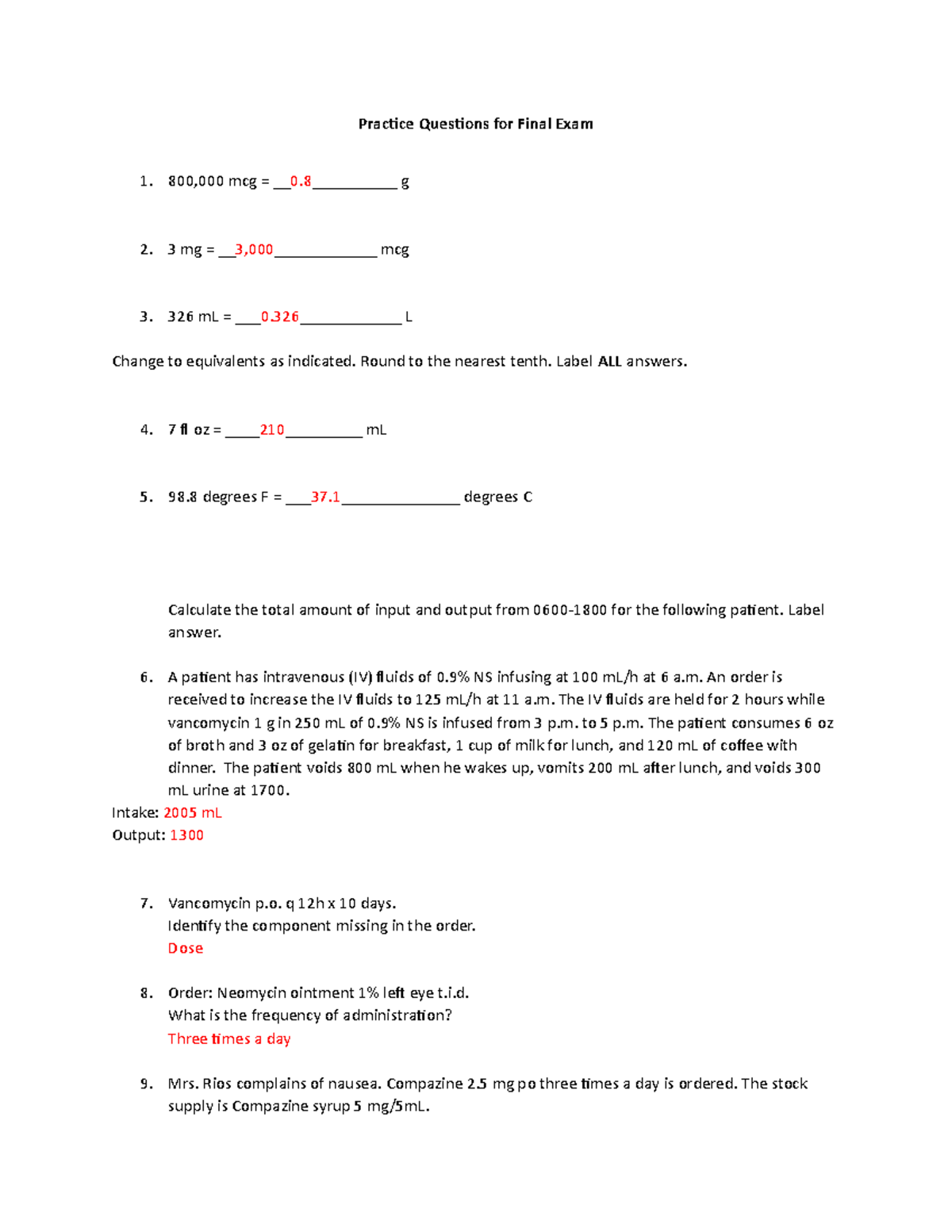 Practice Questions for Final Exam - Studocu