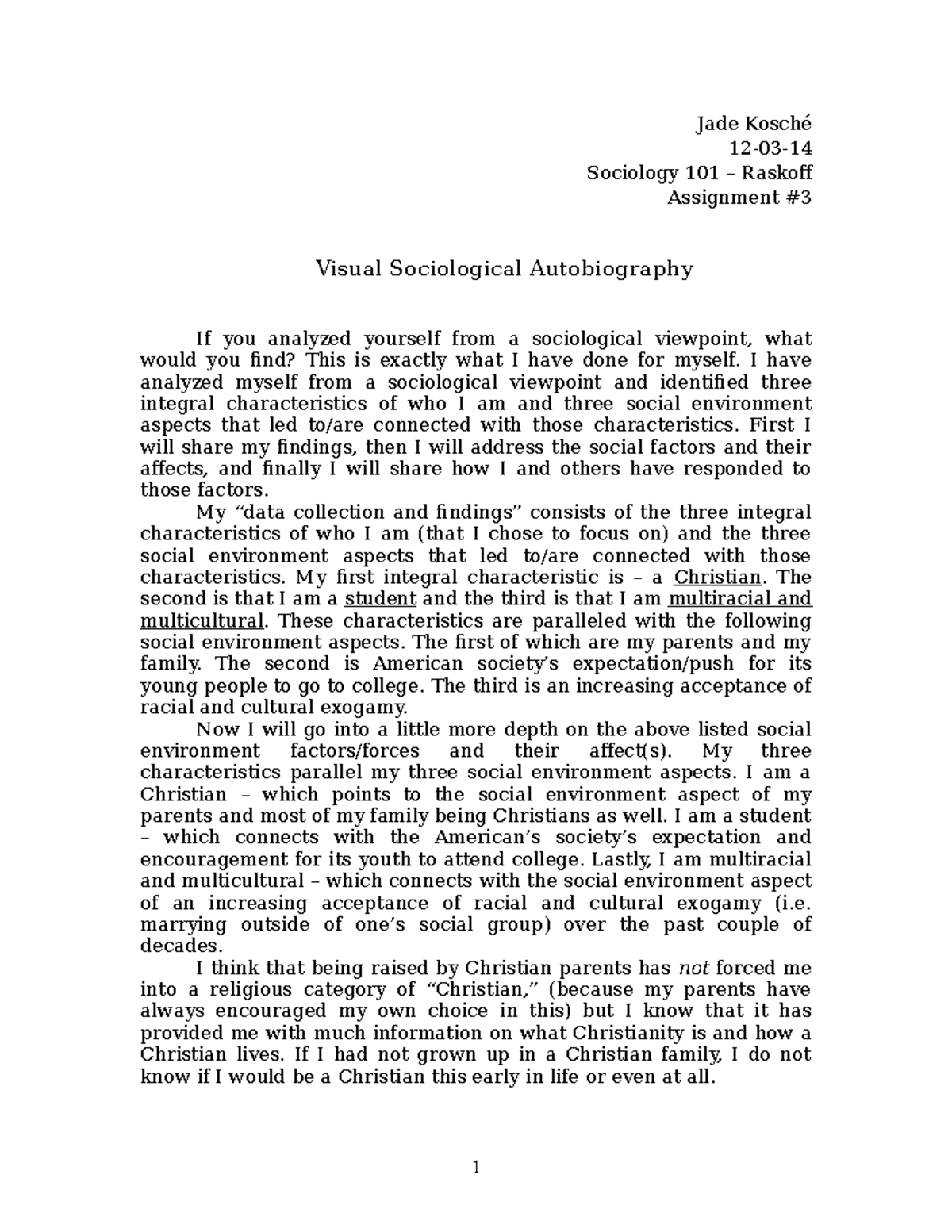 Final Draft - Grade: A - Jade Kosché 12-03- Sociology 101 – Raskoff ...