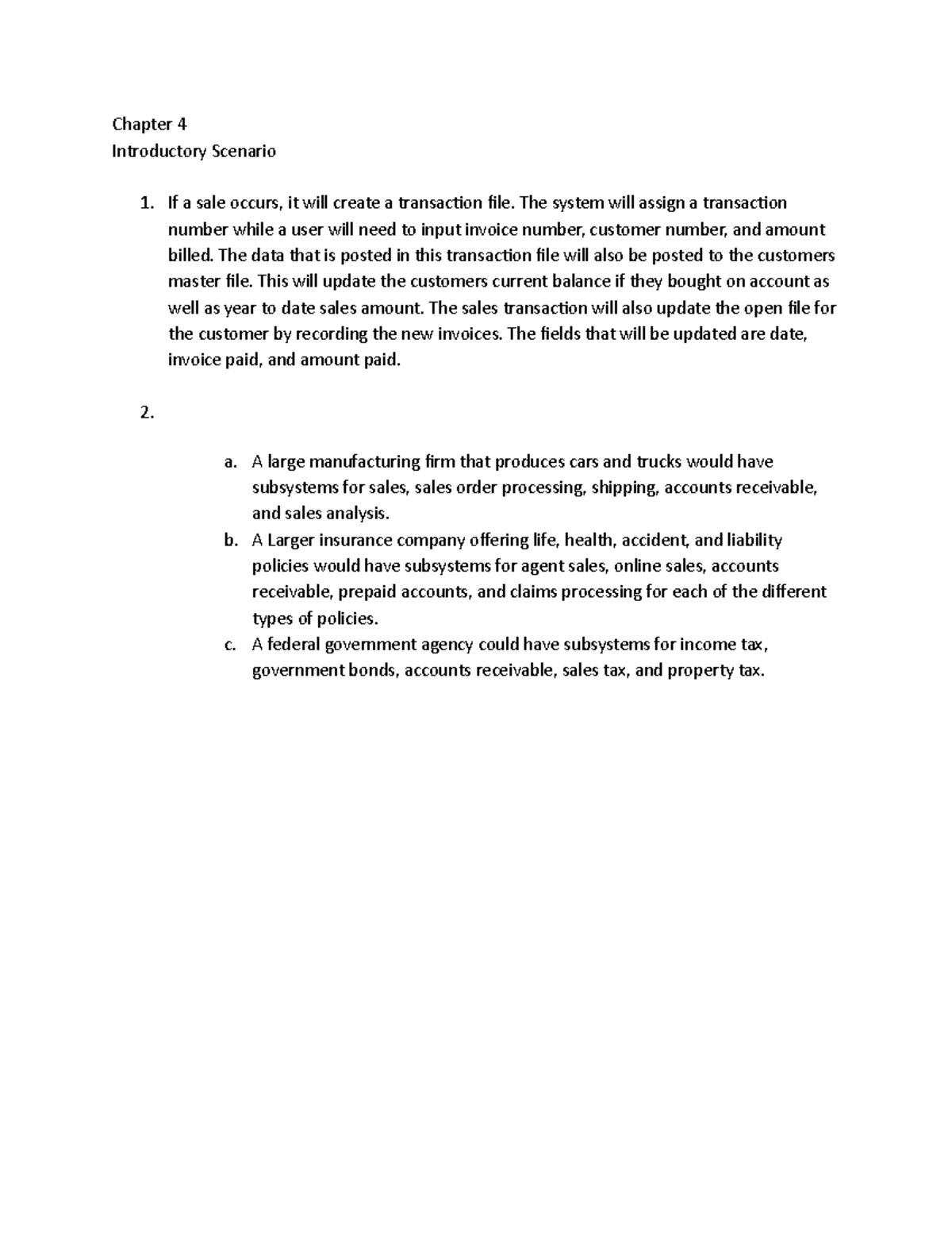 Chapter 4 HW - Dr. Sheets - Chapter 4 Introductory Scenario 1. If a ...