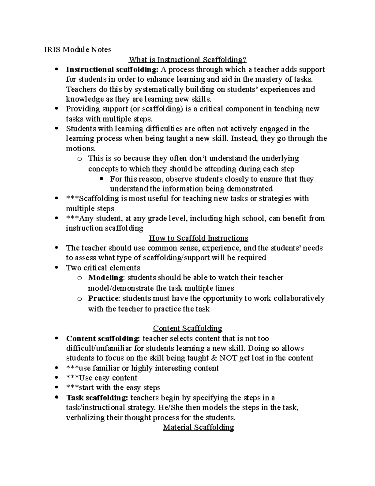 IRIS #4 Module Notes - IRIS MOD 4 - SPED 6030E - UGA - Studocu