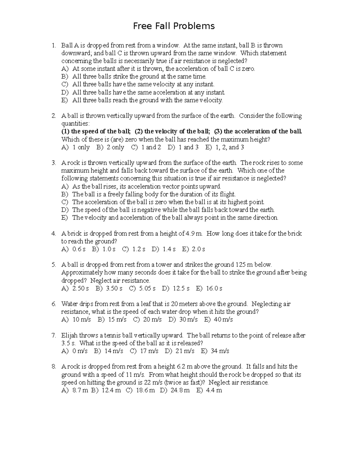 2 free fall problems docx_advaceplacementlknp'lknmjklnoknlkk. lmnopin ...