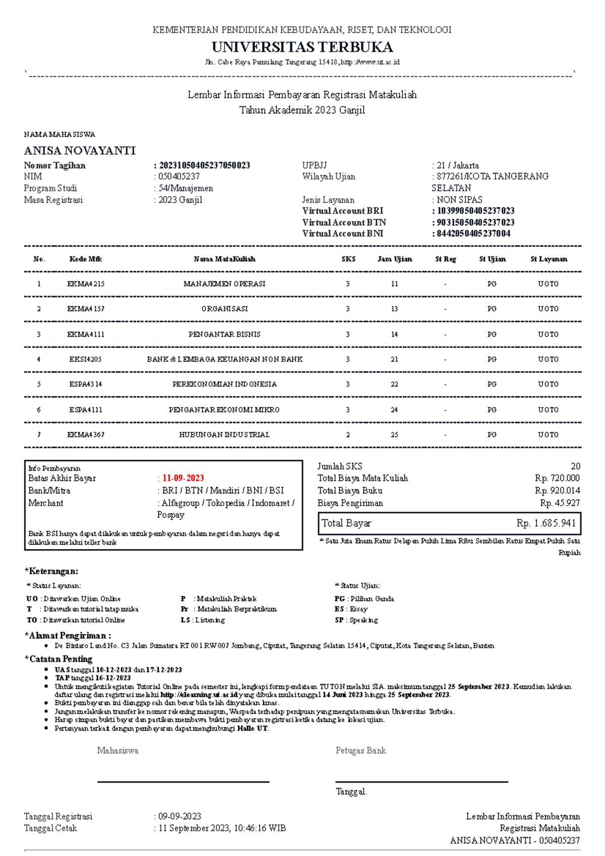 UT Sistem Informasi Akademik - KEMENTERIAN PENDIDIKAN KEBUDAYAAN, RISET, DAN TEKNOLOGI ...