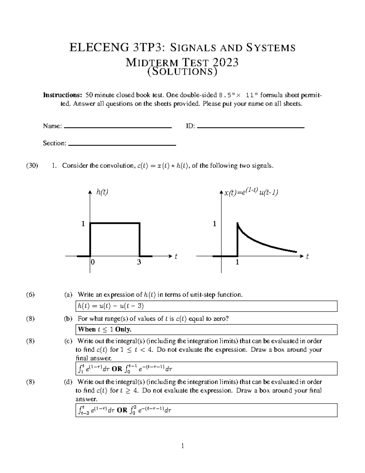 Previous EE3TP3 2023 Midterm - ELECENG 3TP3: SIGNALS AND SYSTEMS ...