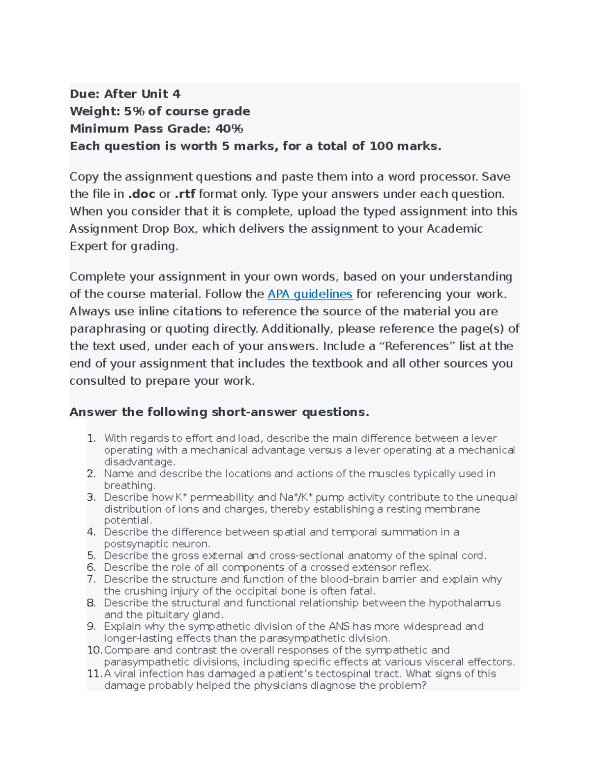 AT assignment 2 - APA citation required - Due: After Unit 4 Weight: 5% ...