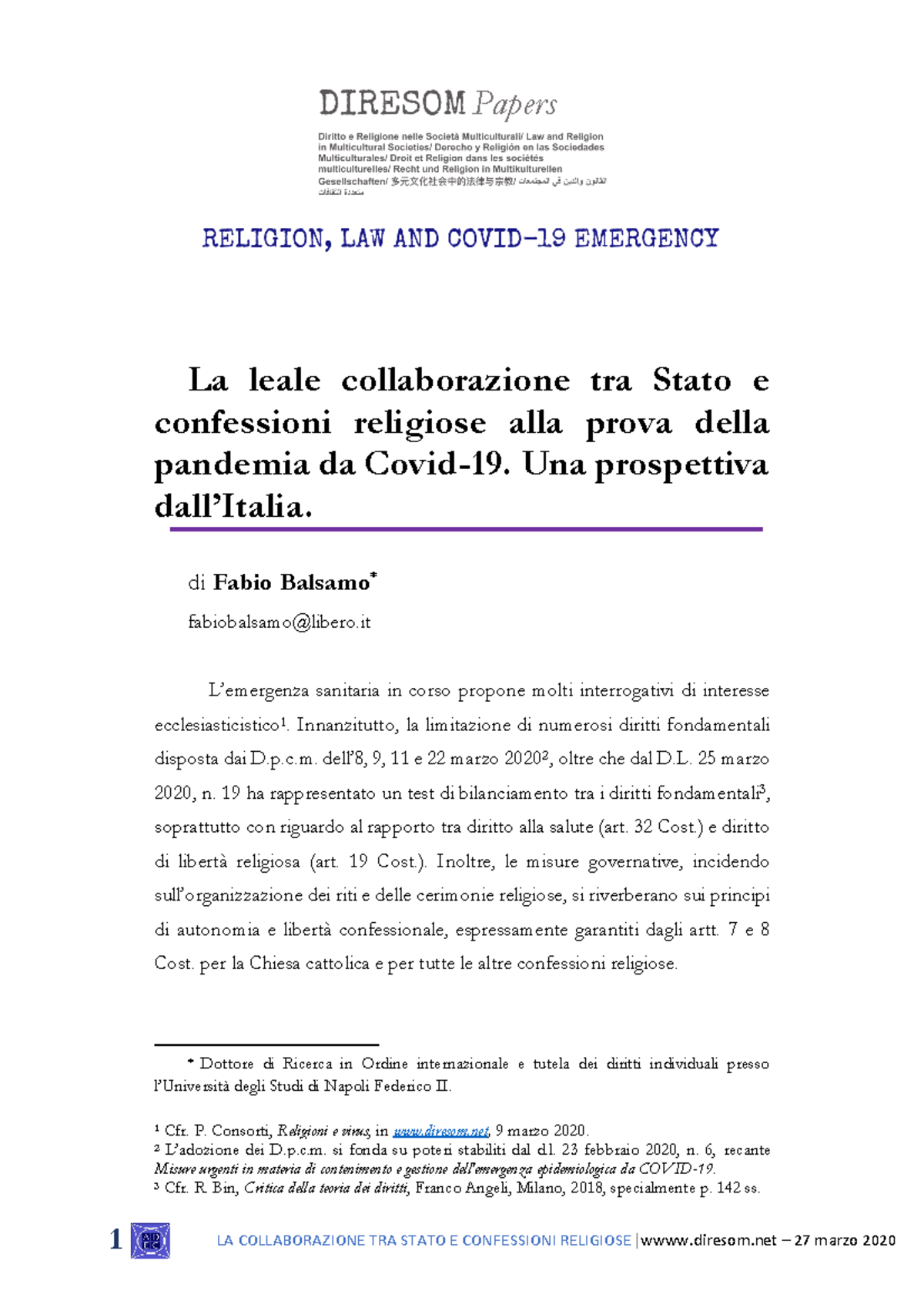 Parte speciale ecclesiastio 3 - LA COLLABORAZIONE TRA STATO E ...