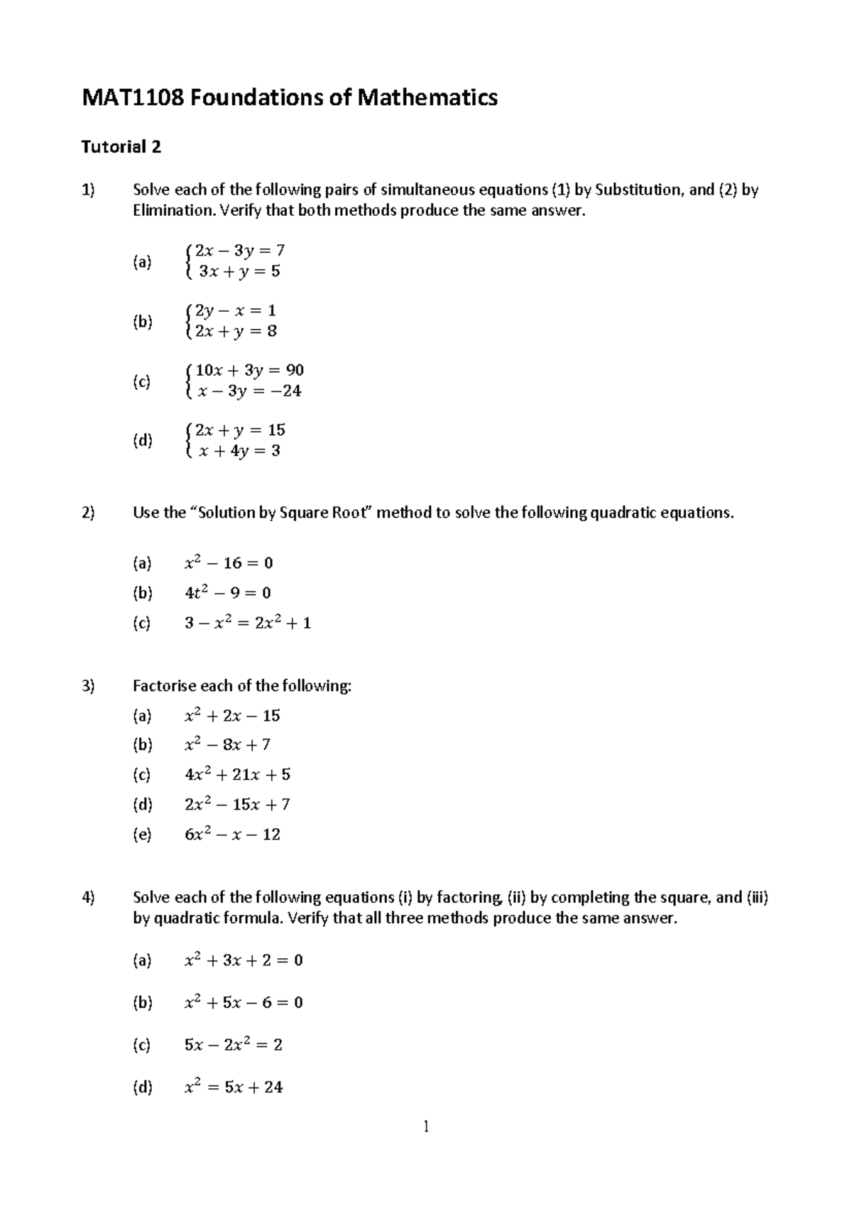 MAT1108 Tutorial 2 - 1 MAT1108 Foundations of Mathematics Tutorial 2 ...