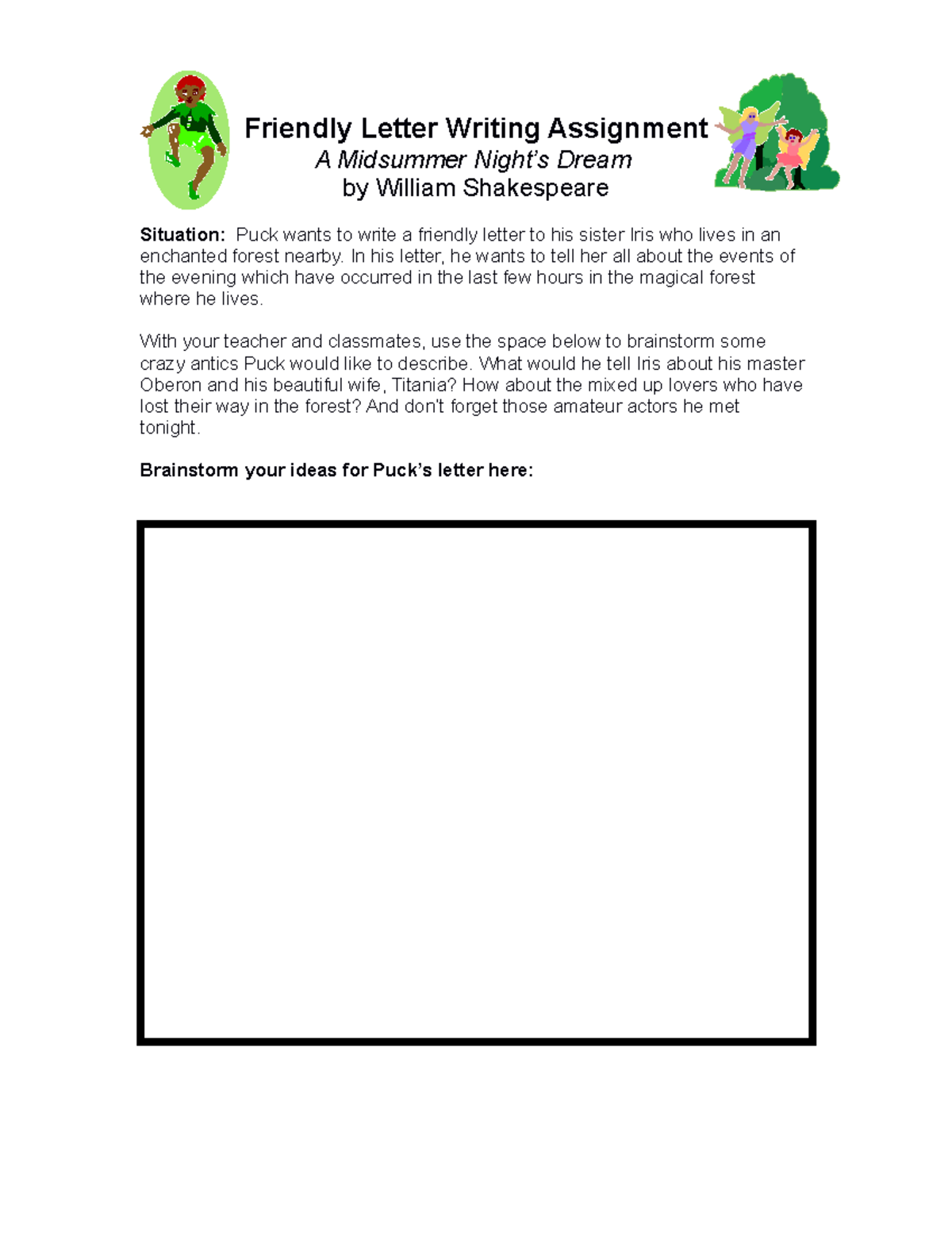 AMidsummer Nights Dream Friendly Letter-1 - Friendly Letter Writing ...