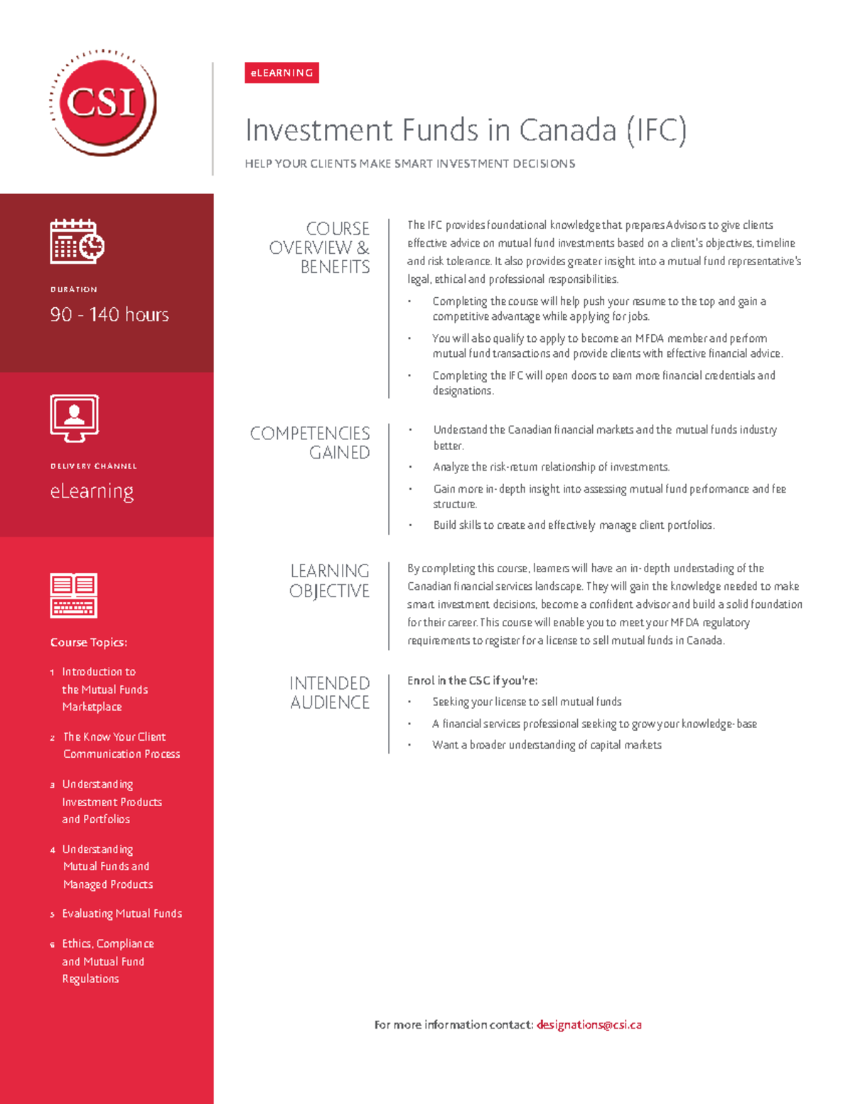 IFC-brochure - great brochure covers the course outline - D E L I V E ...