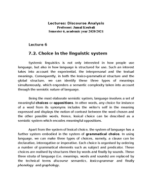 Semantics an Pragmatics lectures - Faculty of Arts & Humanities Departement of English Studies ...