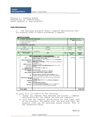 Tutorial 2 TM2033 CPU Memory and Input Outpt and ISA - TM2033 Teknologi ...