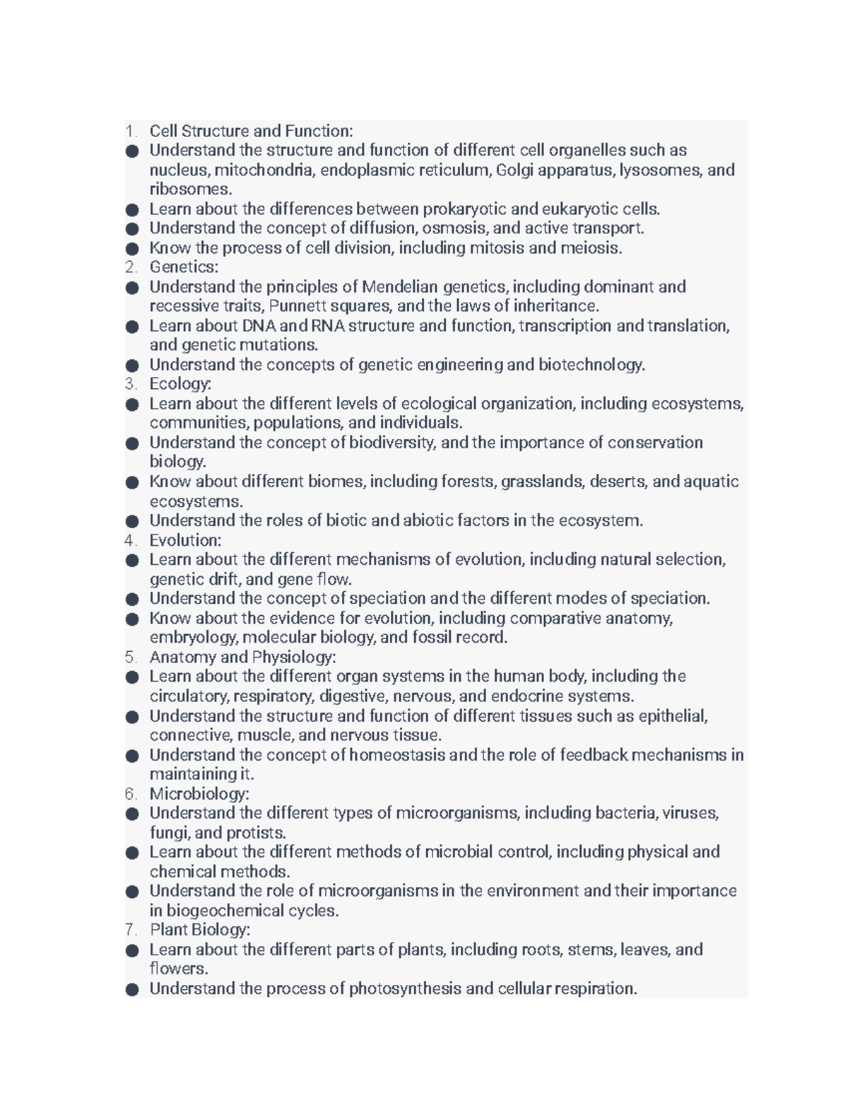 Biology Study Guide - Cell Structure and Function: Understand the ...