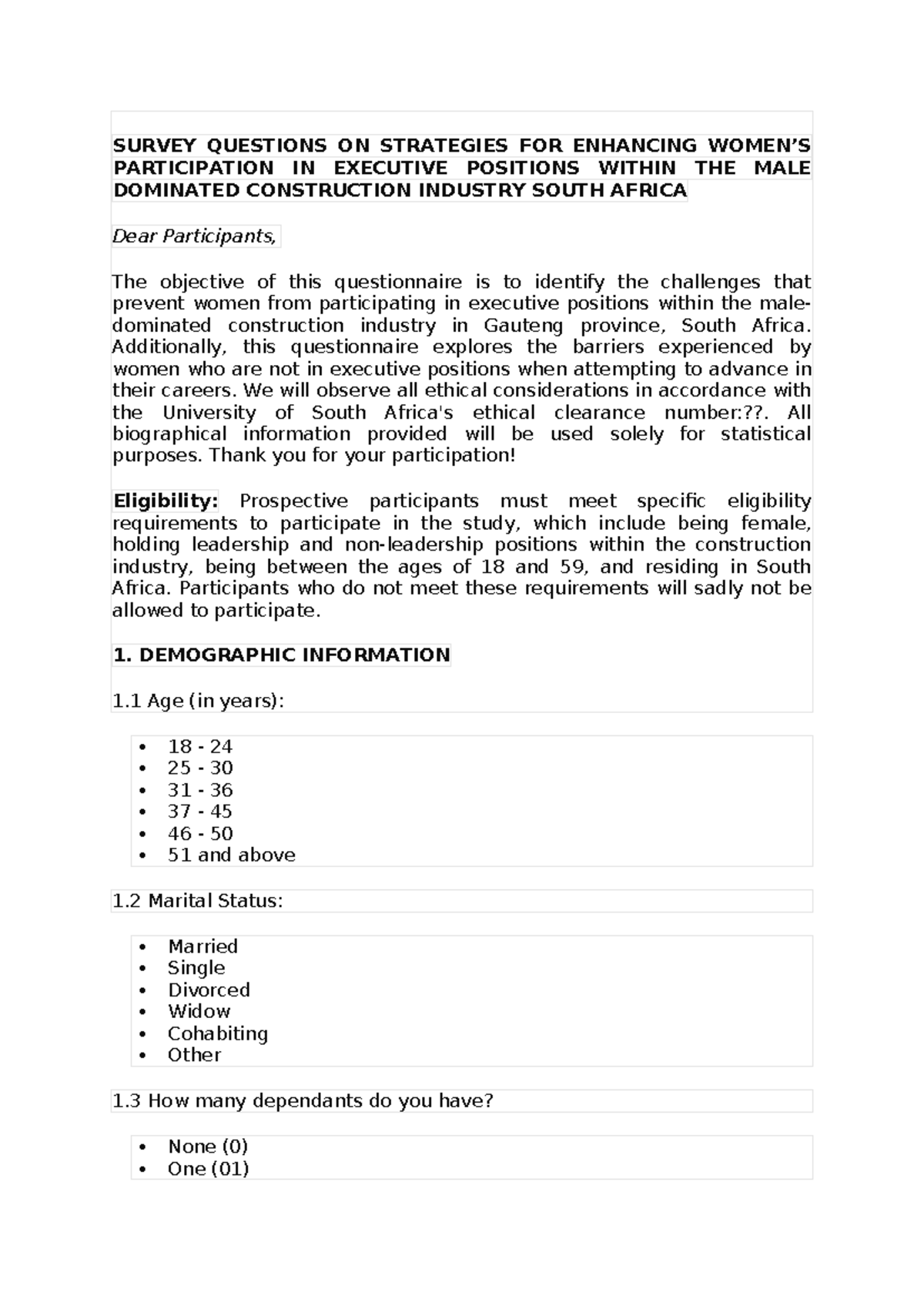 Survey Questions Google Forms - SURVEY QUESTIONS ON STRATEGIES FOR ...