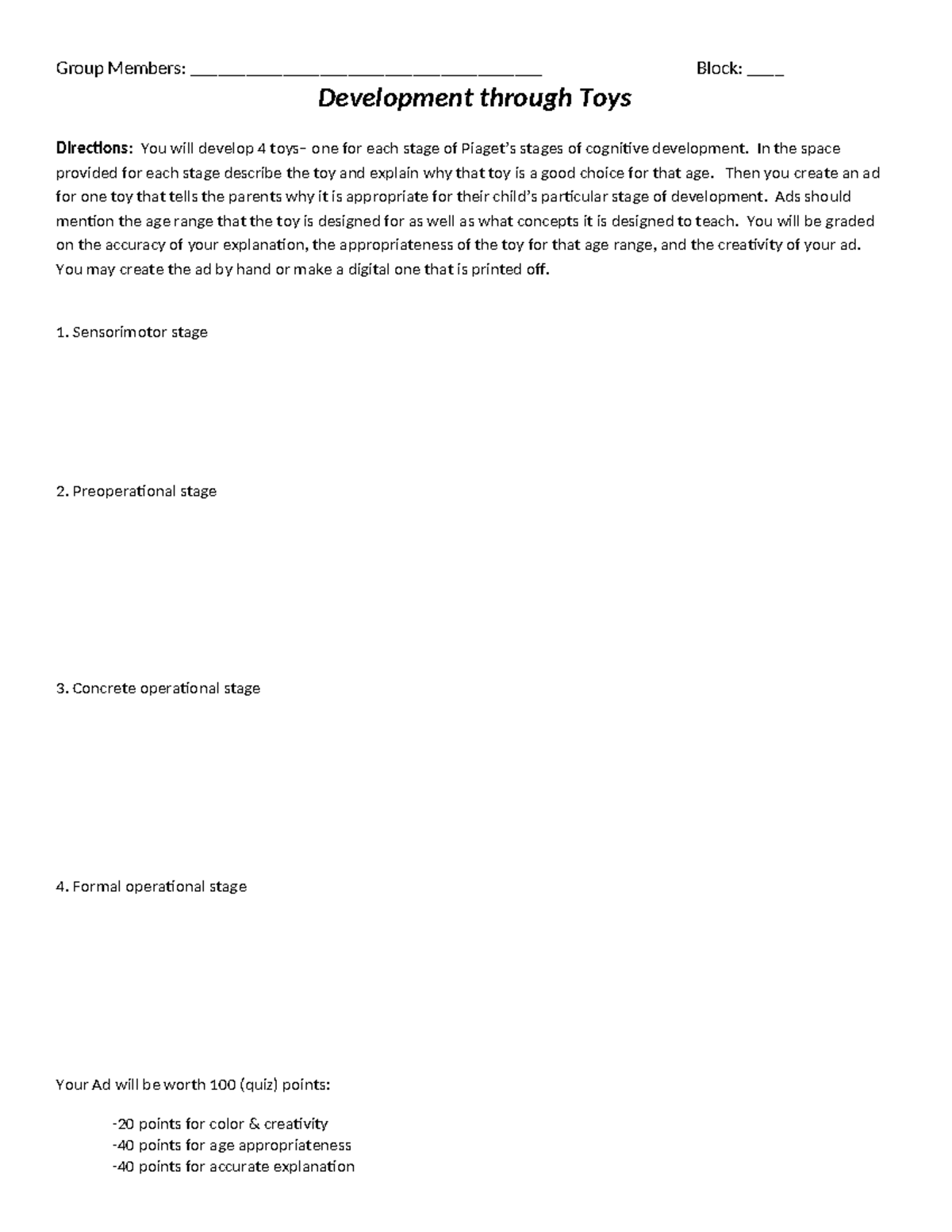 Cognitive Toy Ads - Filled out assignment 2022 - Group Members: - Studocu