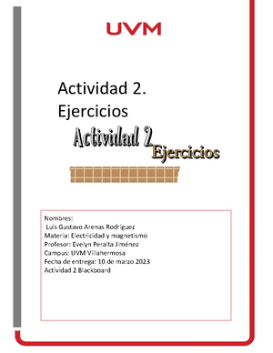 A2 Actividad 2 Electricidad y magnetismo - ACTIVIDAD: EJERCICIOS ELECTRICIDAD Fecha: 16/09/ Con ...