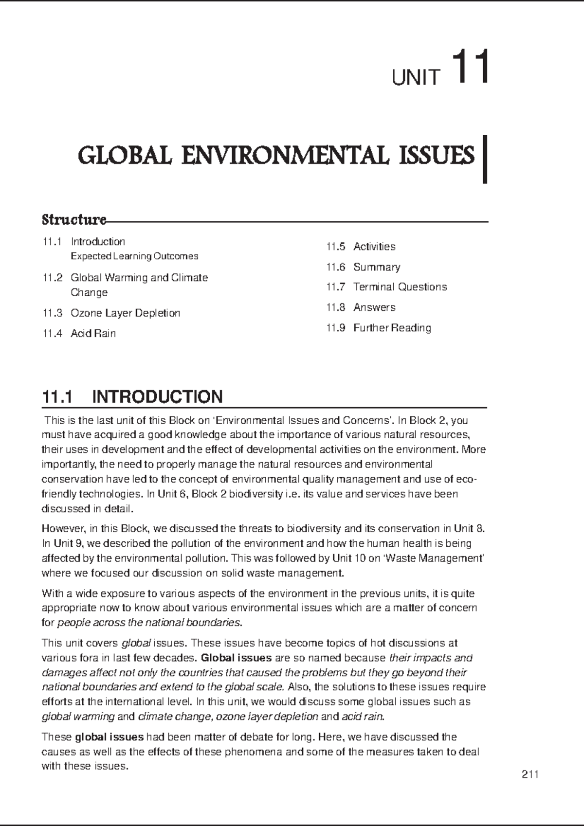Global Environmental Issues - 11 Activities 11 Summary 11 Terminal ...