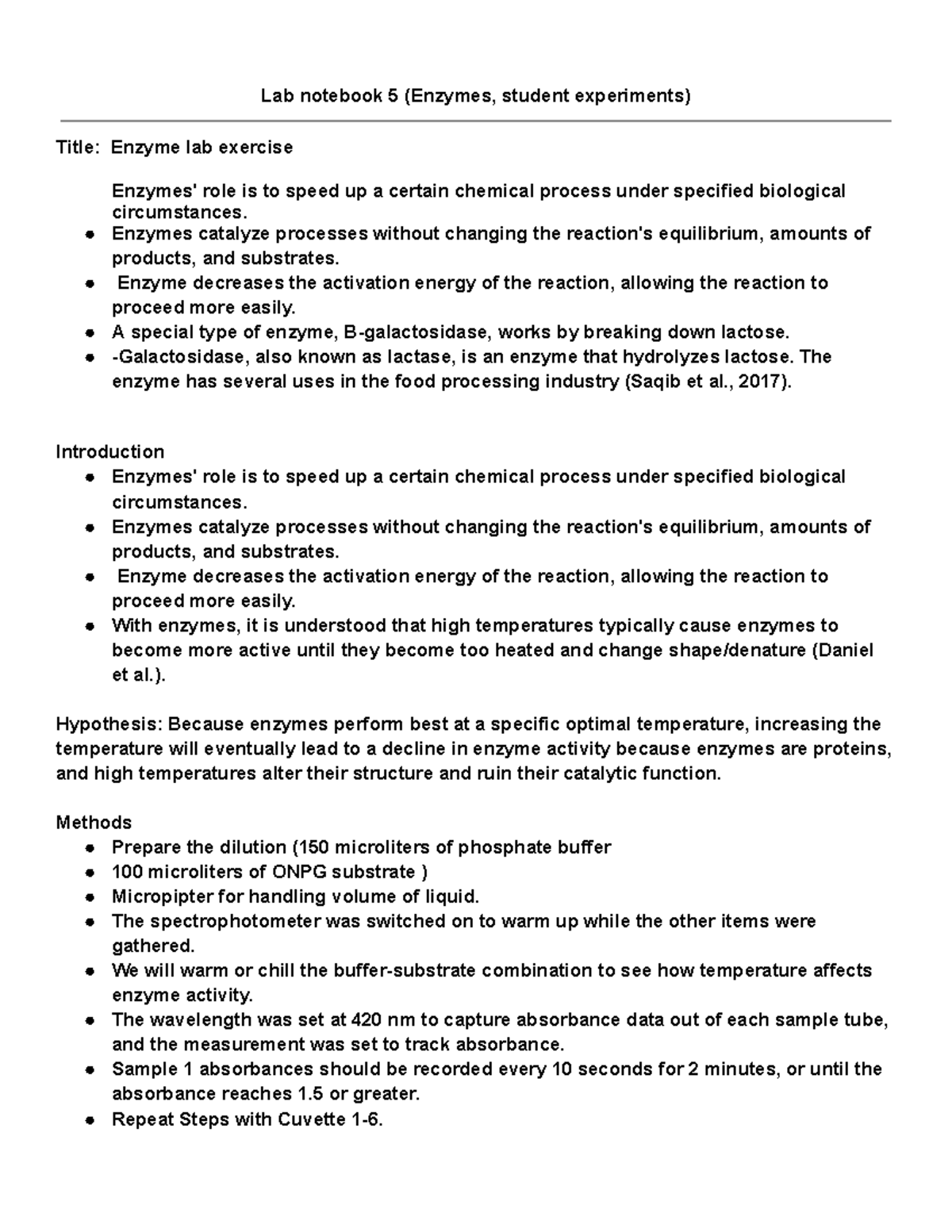 Copy5 - jp ao - Lab notebook 5 (Enzymes, student experiments) Title ...