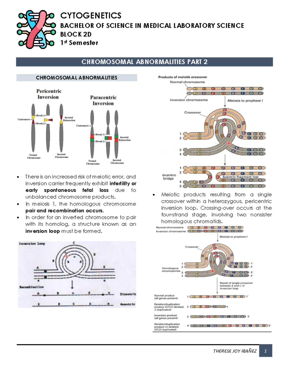 Chromosomal Abnormalities Part 2 - CYTOGENETICS BACHELOR OF SCIENCE IN MEDICAL LABORATORY ...