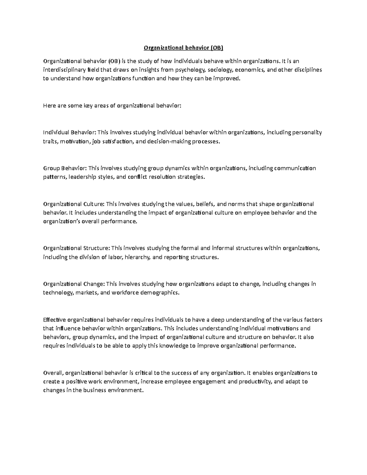 Organizational behavior (OB) - It is anOrganizational behavior (OB ...