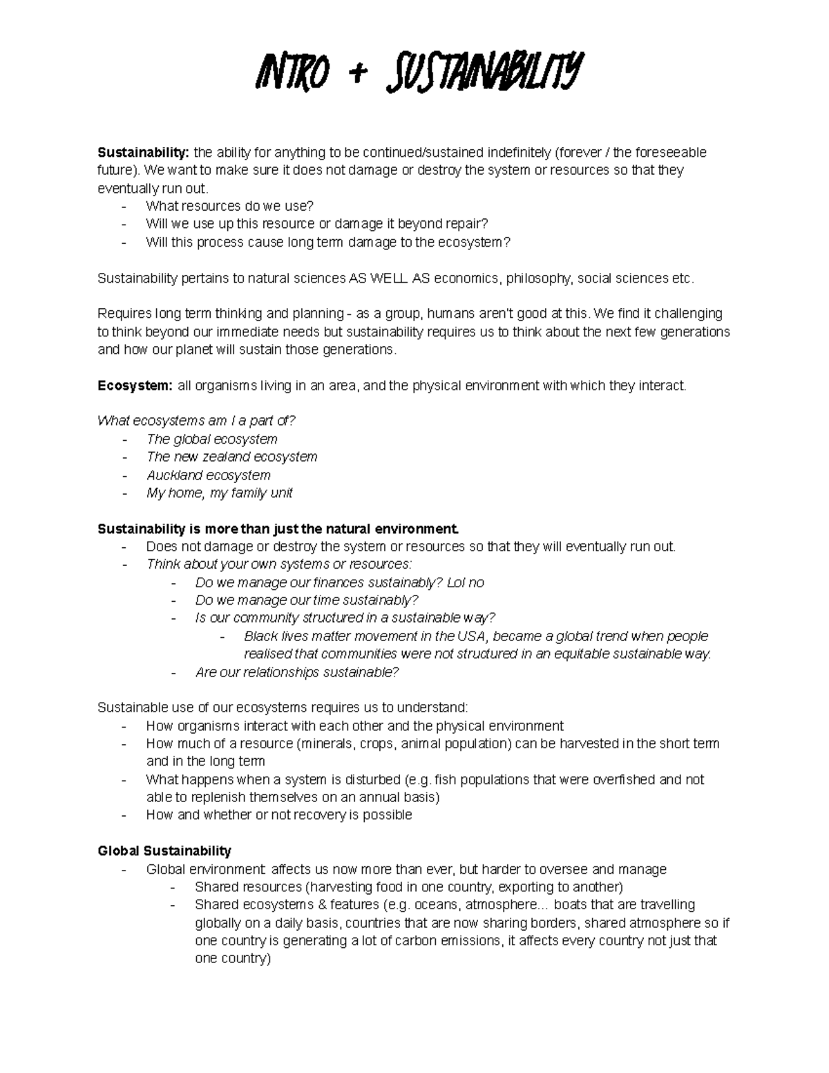 Intro + Sustainability - WEEK 1 (Health & Environment - HEAL507 ...