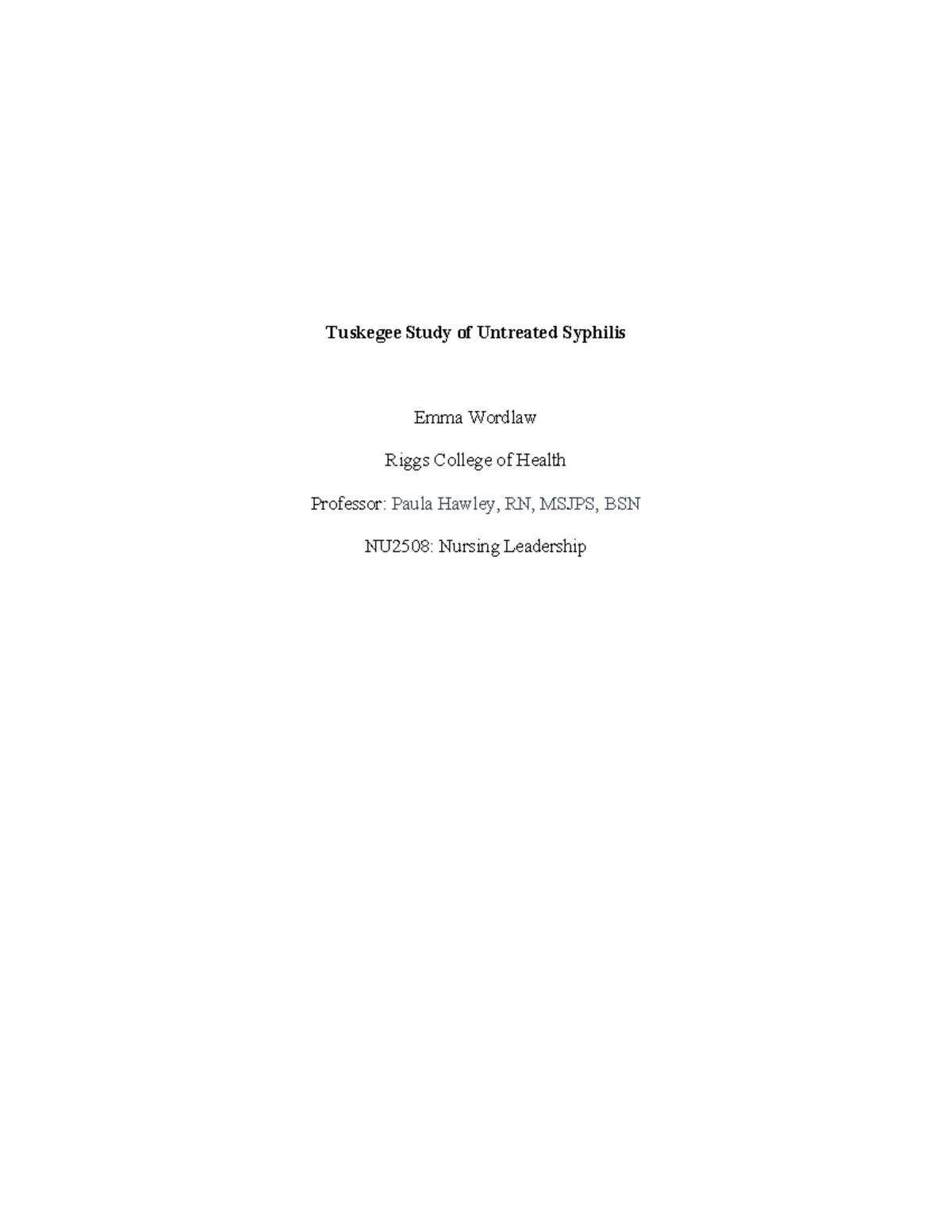 Tuskegee Study of Untreated Syphilis - Public Health Service in 1932 ...