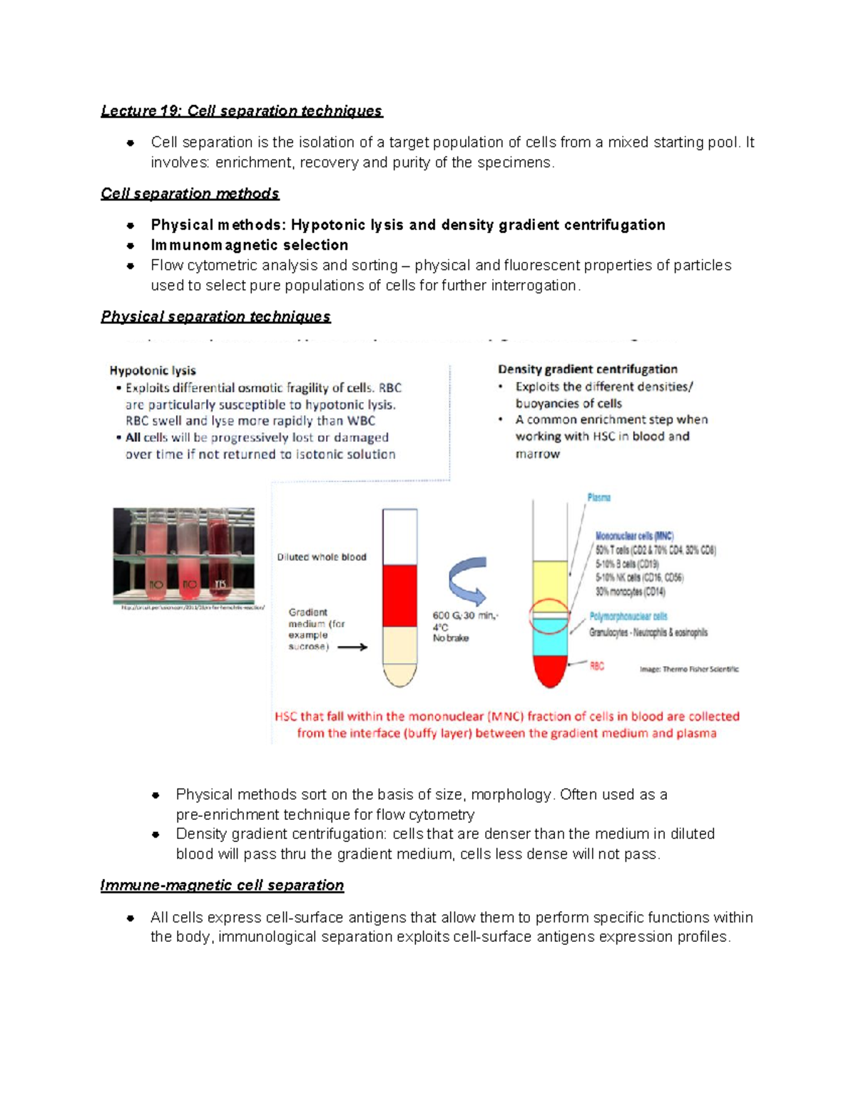 Cell separation techniques - It involves: enrichment, recovery and ...