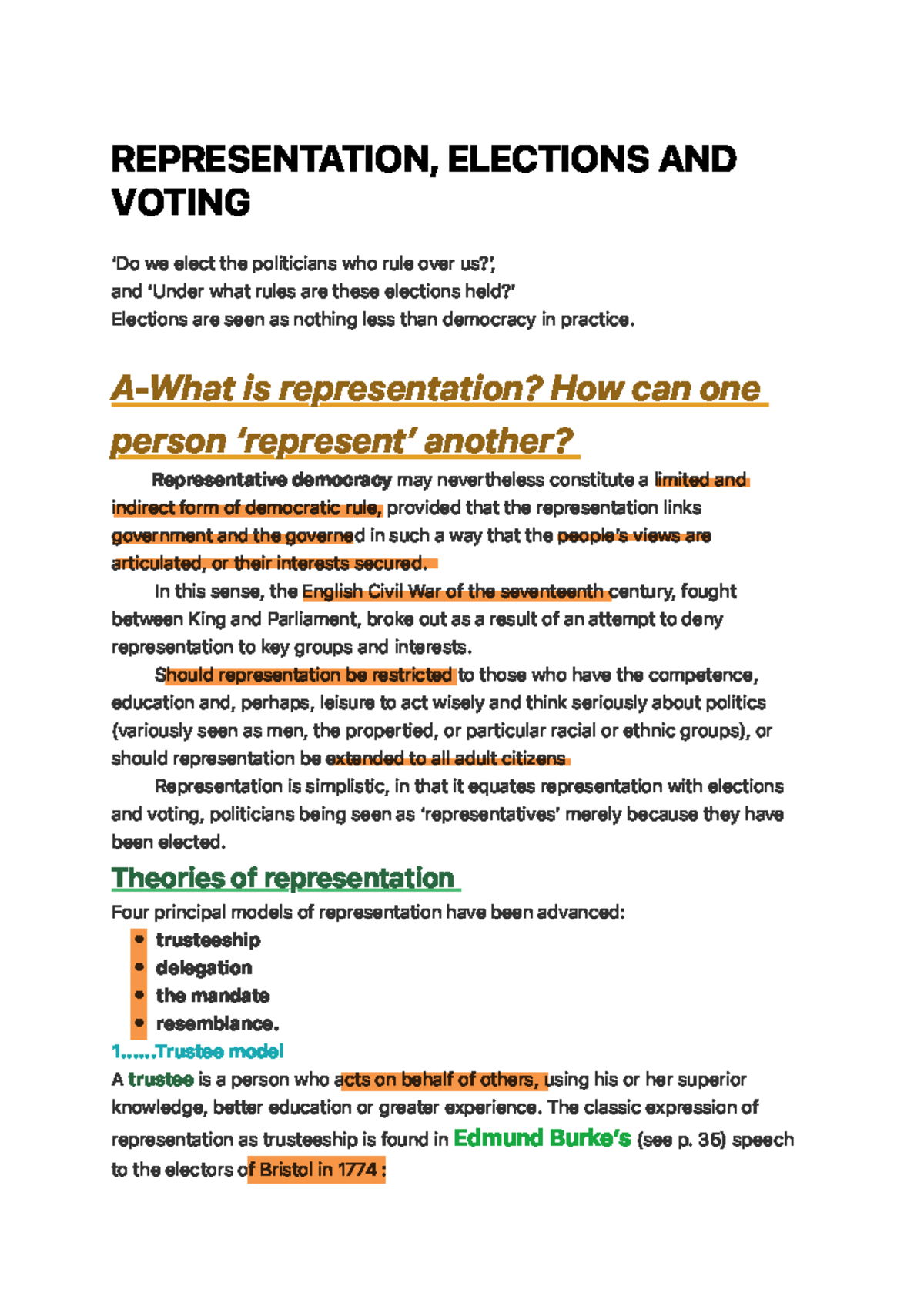 REP, Elections AND Voting - REPRESENTATION, ELECTIONS AND VOTING ‘Do we ...