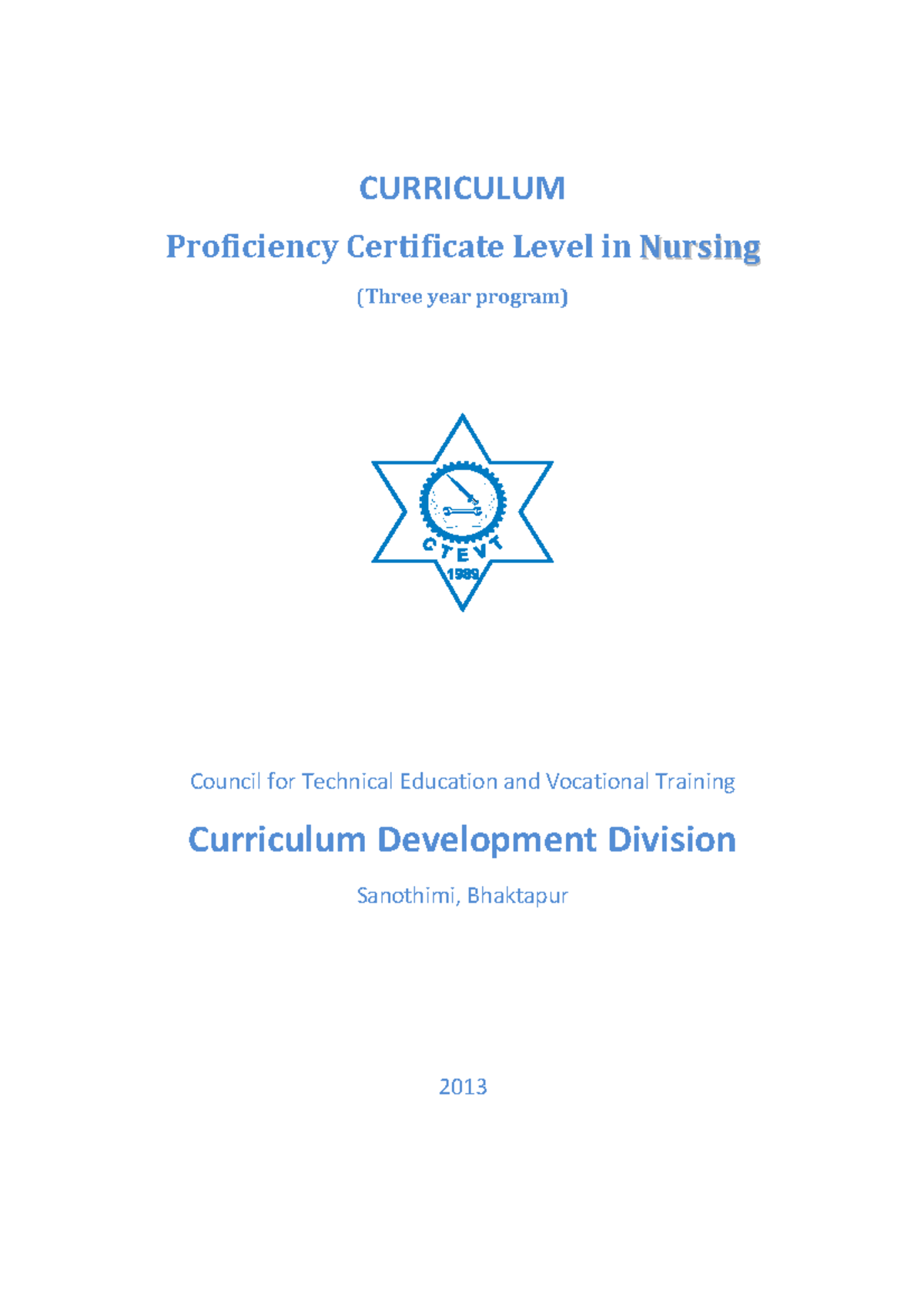 PCL Nursing Curriculum - CURRICULUM Proficiency Certificate Level in ...