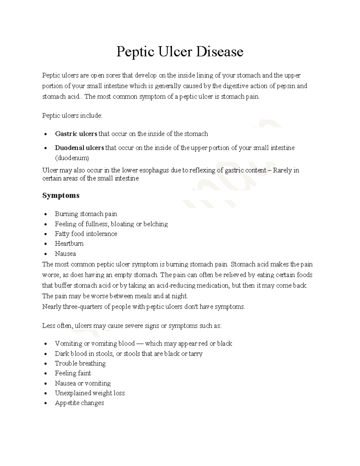 Peptic ulcer - lecture notes - Warning: TT: undefined function: 32 ...