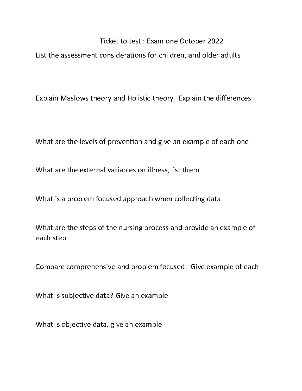 Ticket to test, exam 1 october 2022 - Ticket to test : Exam one October ...