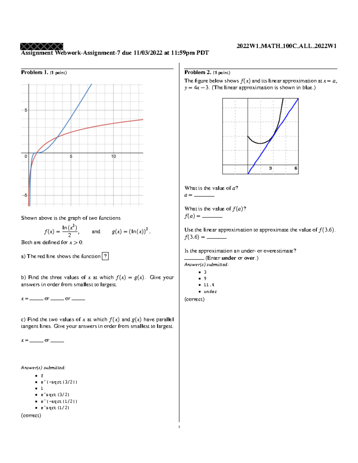 Web Assignment 7 - 2022W1 MATH 100C ALL 2022W Assignment Webwork ...