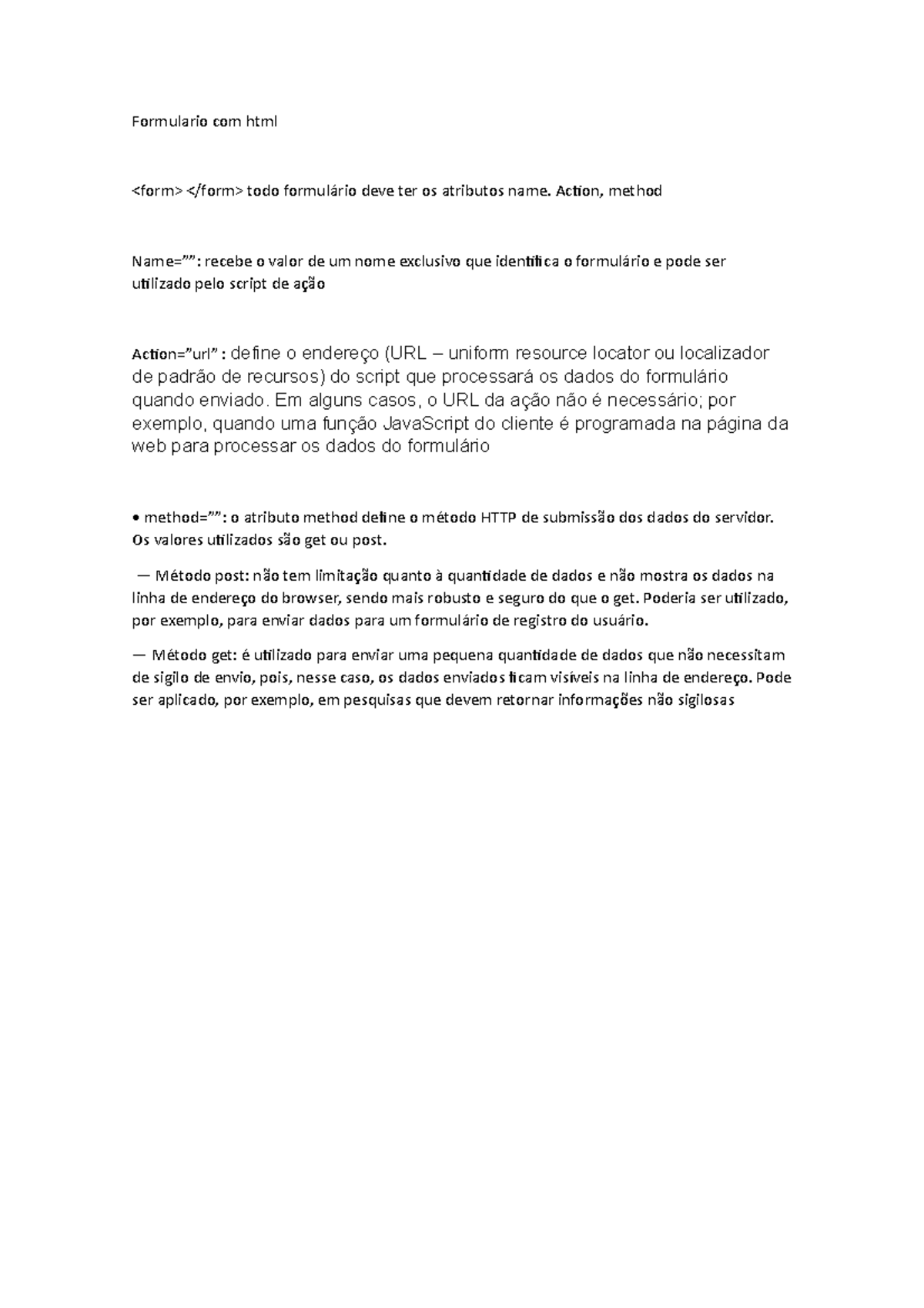 Formulario com html - Resumo - Formulario com html todo formulário deve ...