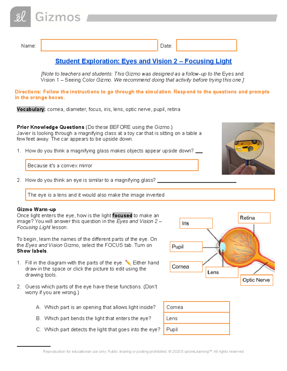 Drew Magotiaux - Copy of Focusing Light SE - Name: Date: Student ...