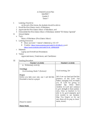 DLP (instrument of islamic music) thu - A Detailed Lesson Plan Music 7 ...