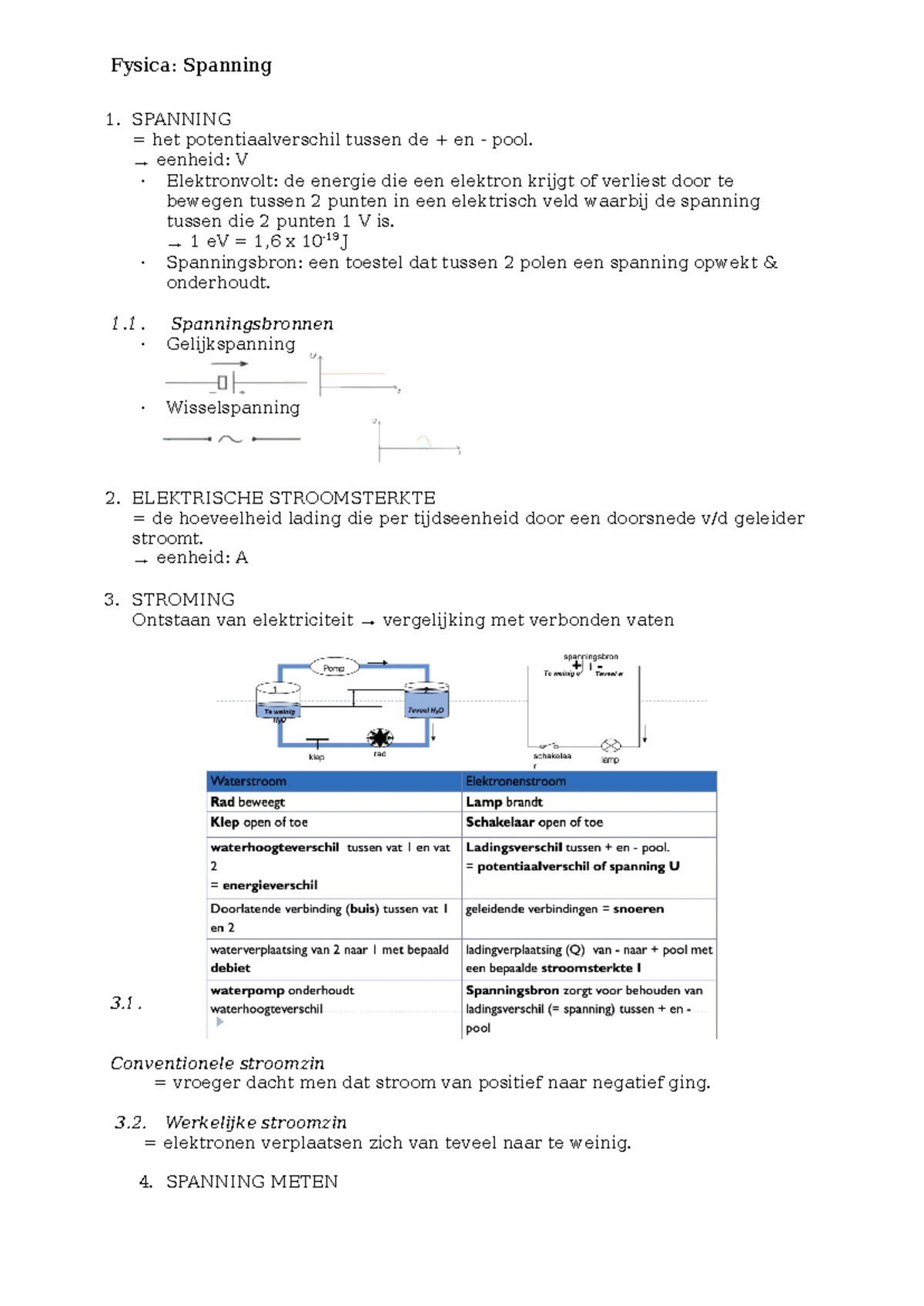 Fysica - sv spanning - Fysica: Spanning 1. SPANNING = het ...