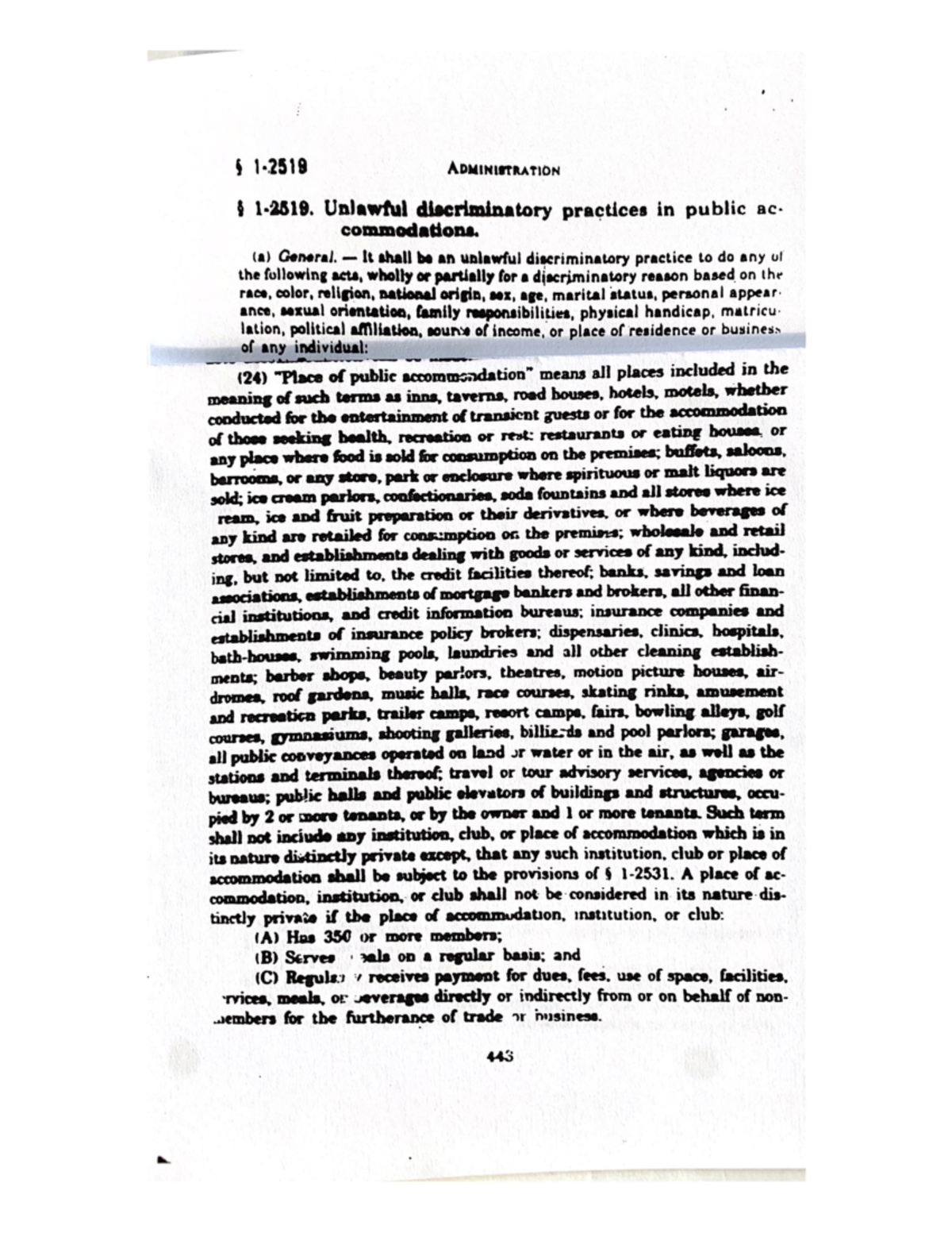 Example of state or local public accomodation law - BLAW 305 - Studocu