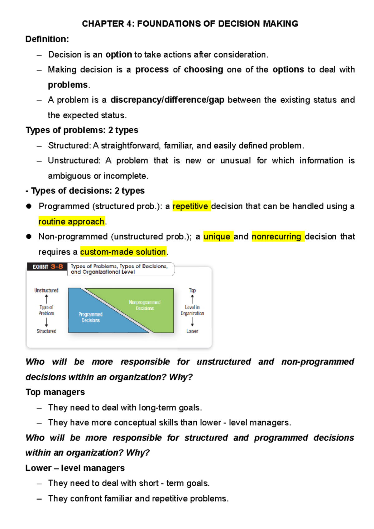 Chapter 4 Foundations OF Decision Making - CHAPTER 4: FOUNDATIONS OF ...