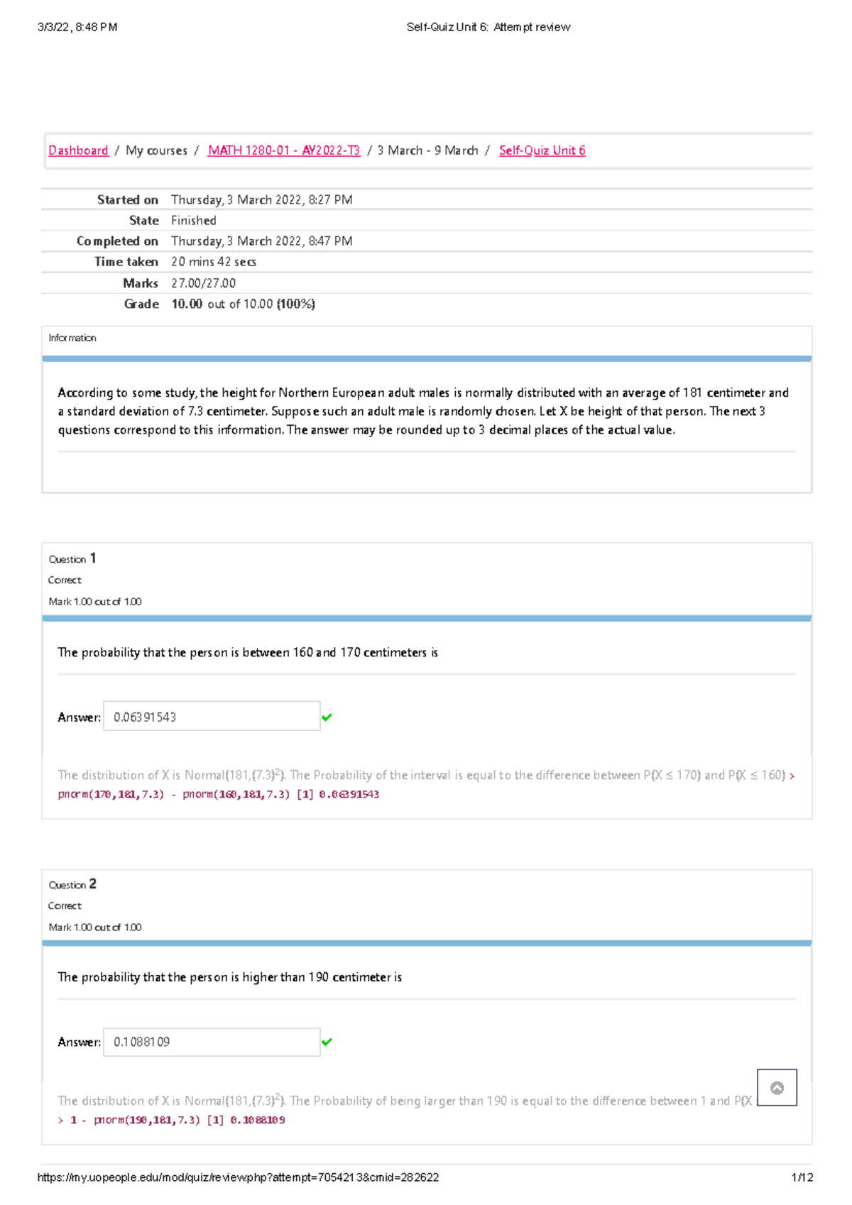 Self Quiz Unit 6 Attempt Review Started On Thursday 3 March 2022 8 27 Pm State Finished