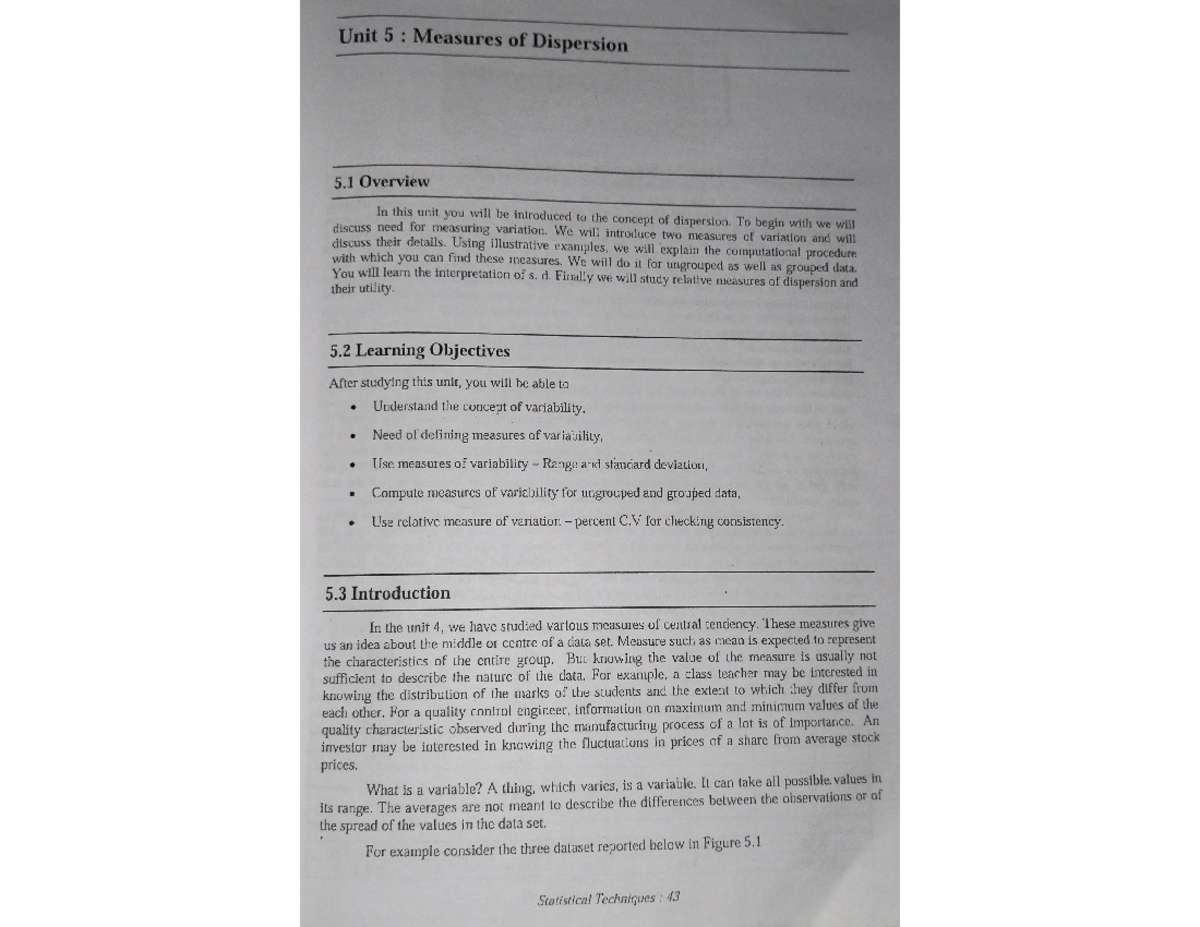 Measures of dispersion - Bachelors of Computer Applications - Studocu