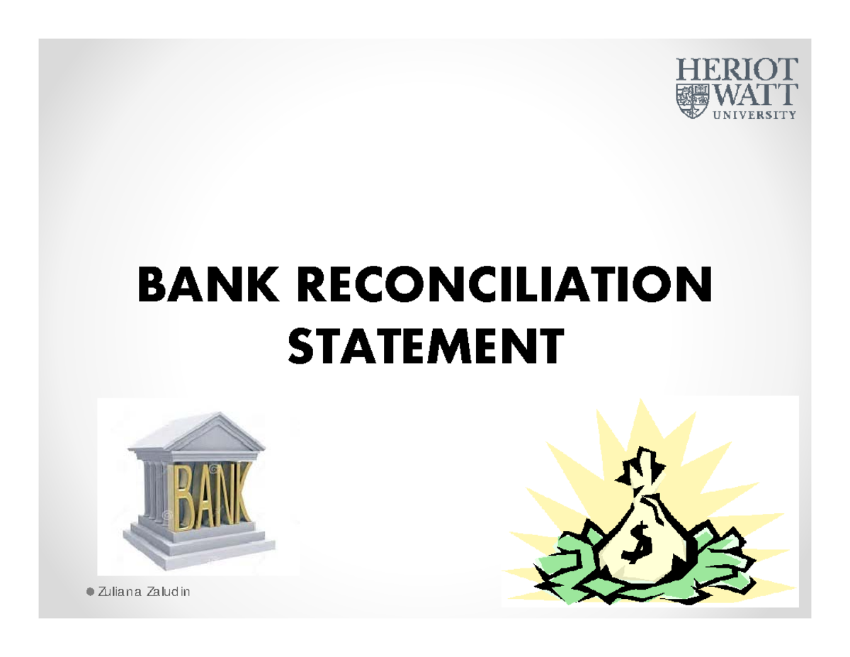 BANK Reconciliation Statement (PPT) - BANK RECONCILIATION STATEMENT ...