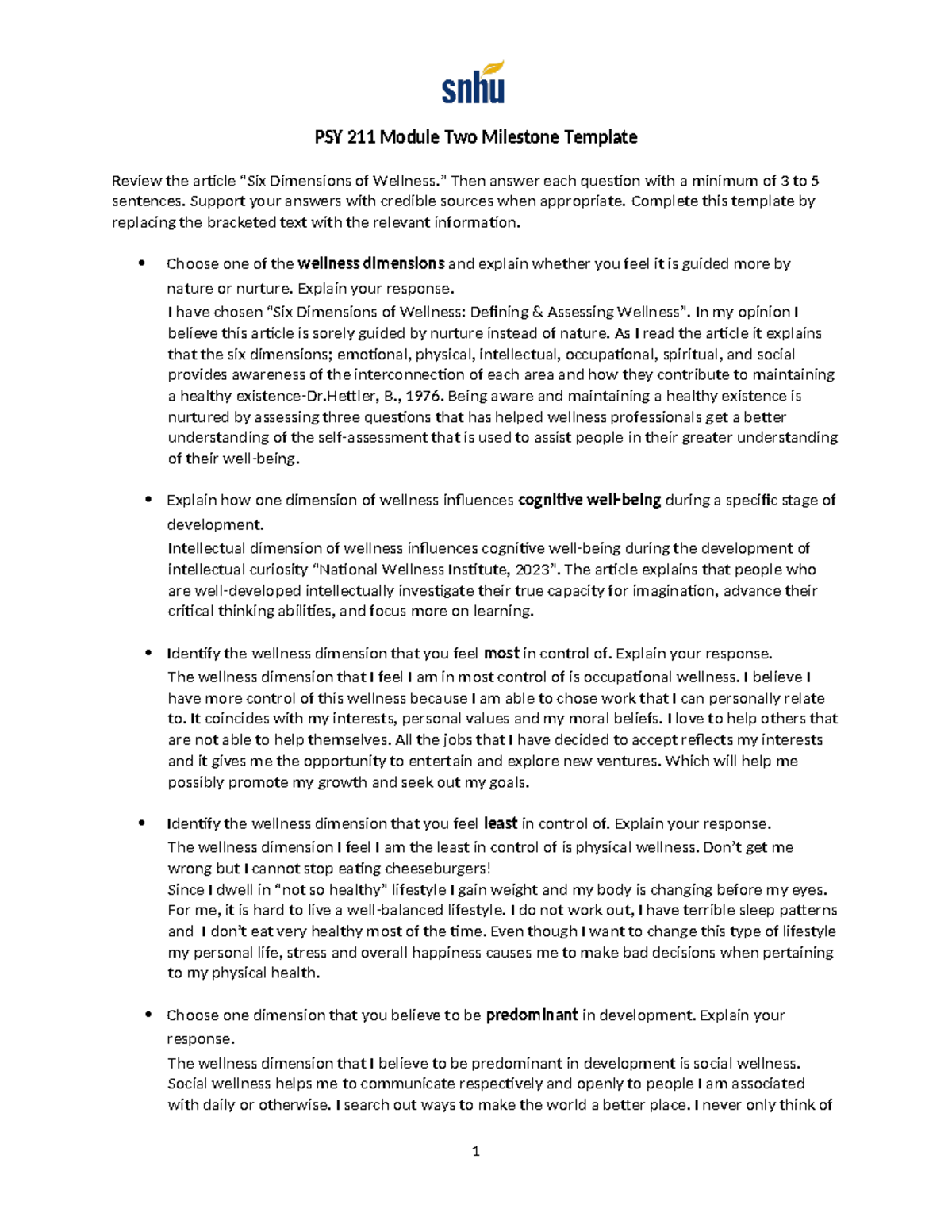 PSY 211 Module Two Milestone Template - PSY 211 Module Two Milestone Template Review the article ...