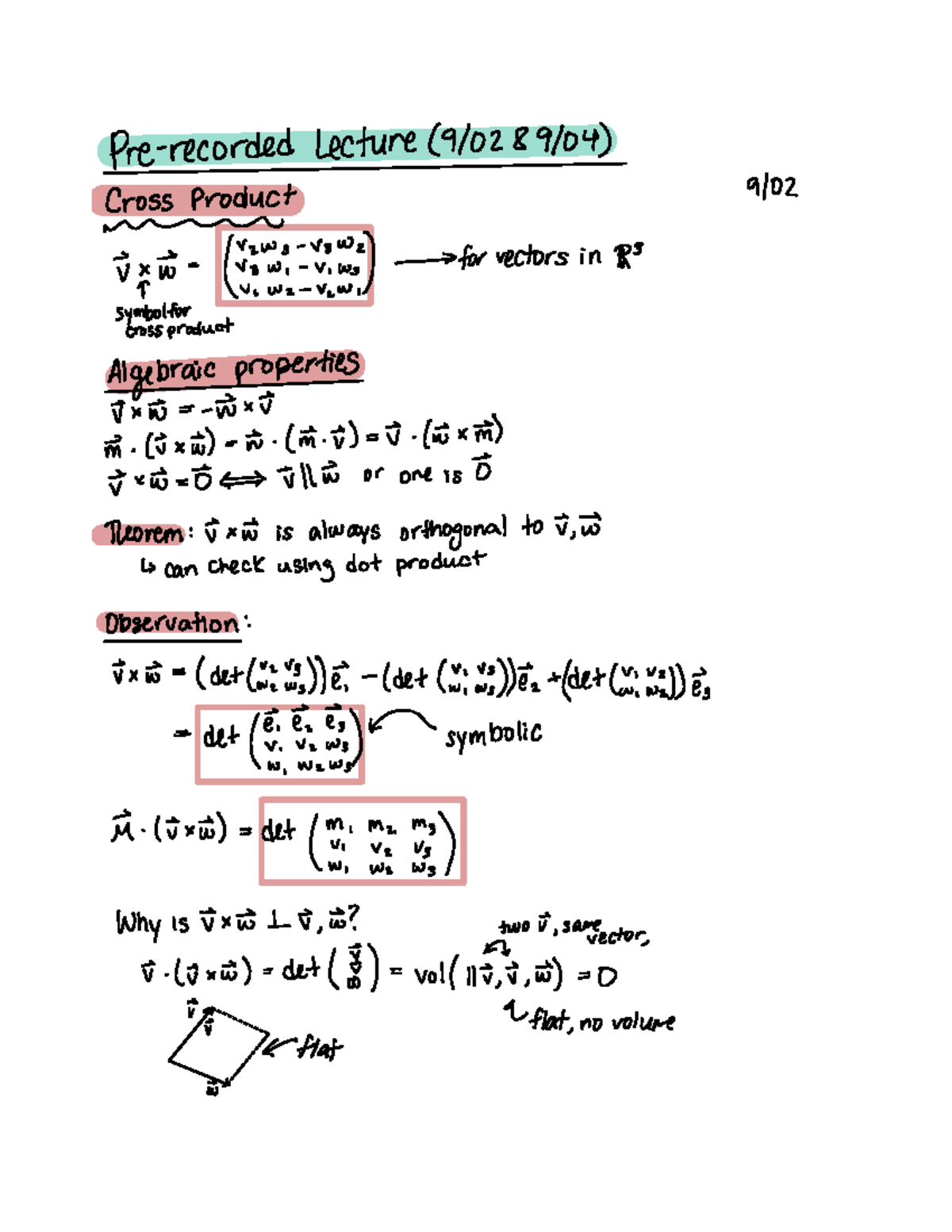 Cross Product and Planes in R3 - MATH 102 - Studocu