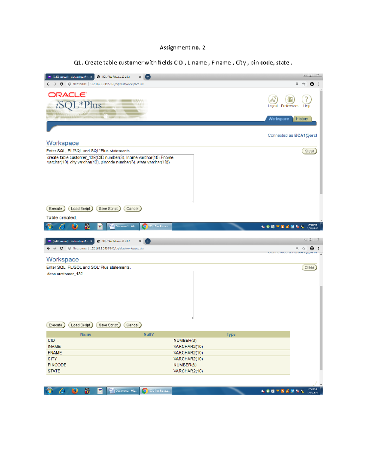 Assignment no. 2,3and 4 - Assignment no. 2 Q1. Create table customer ...